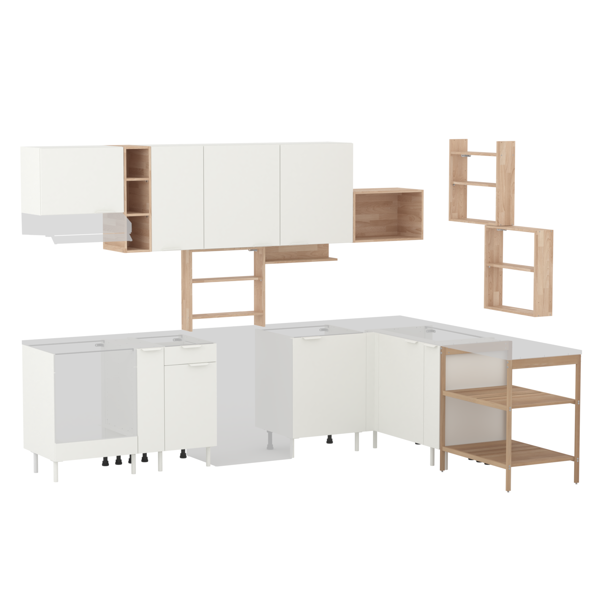 Cuisine en kit d'angle Eleki blanc 17 meubles, l.305 x H.217 x P.226 cm ...