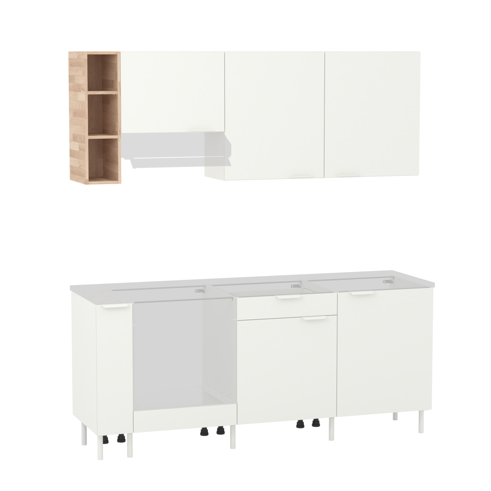 Cuisine en kit Eleki blanc 8 meubles, l.200 x H.217 x P.58 cm | Leroy ...