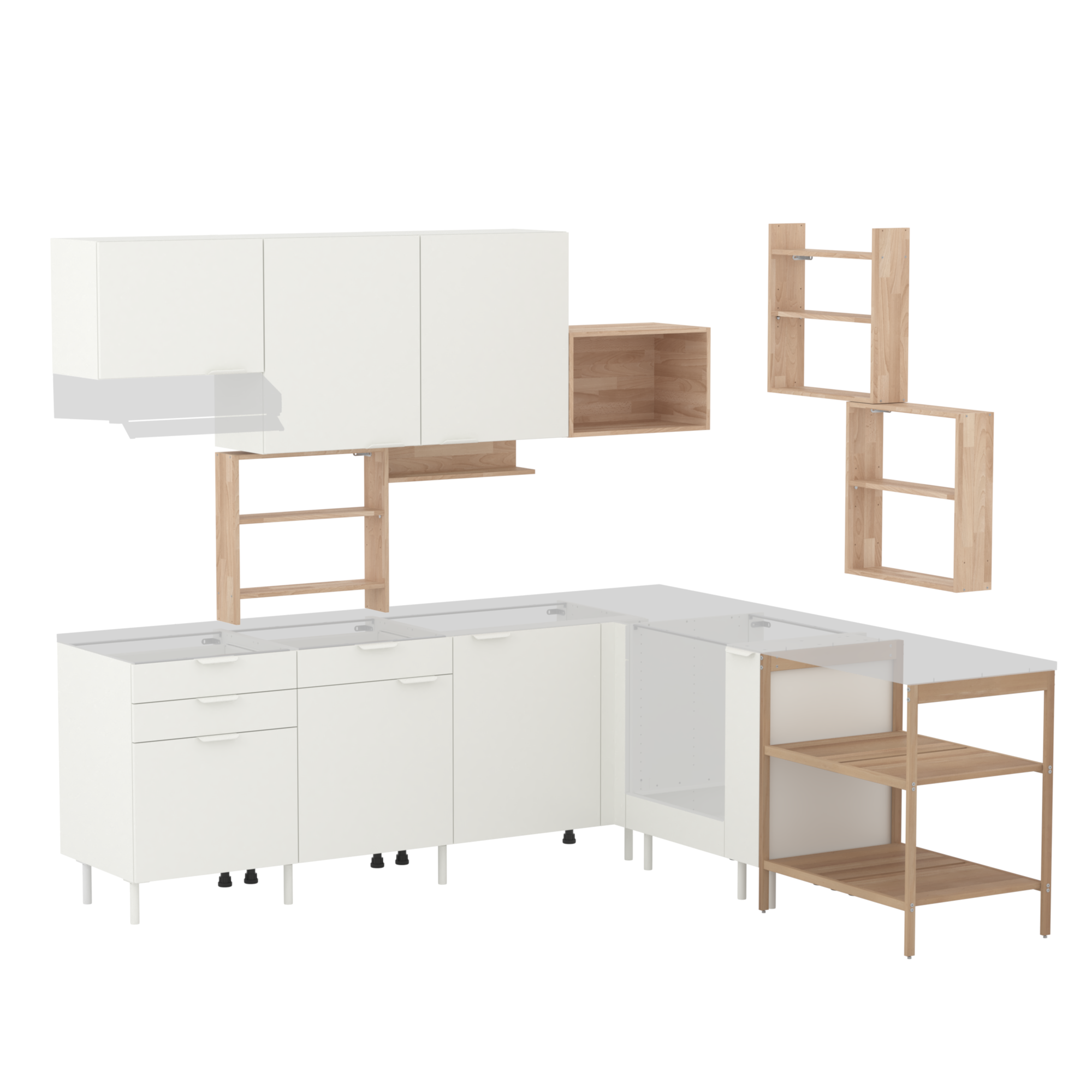 Cuisine en kit d'angle Eleki blanc 14 meubles, l.246 x H.217 x P.225 cm ...