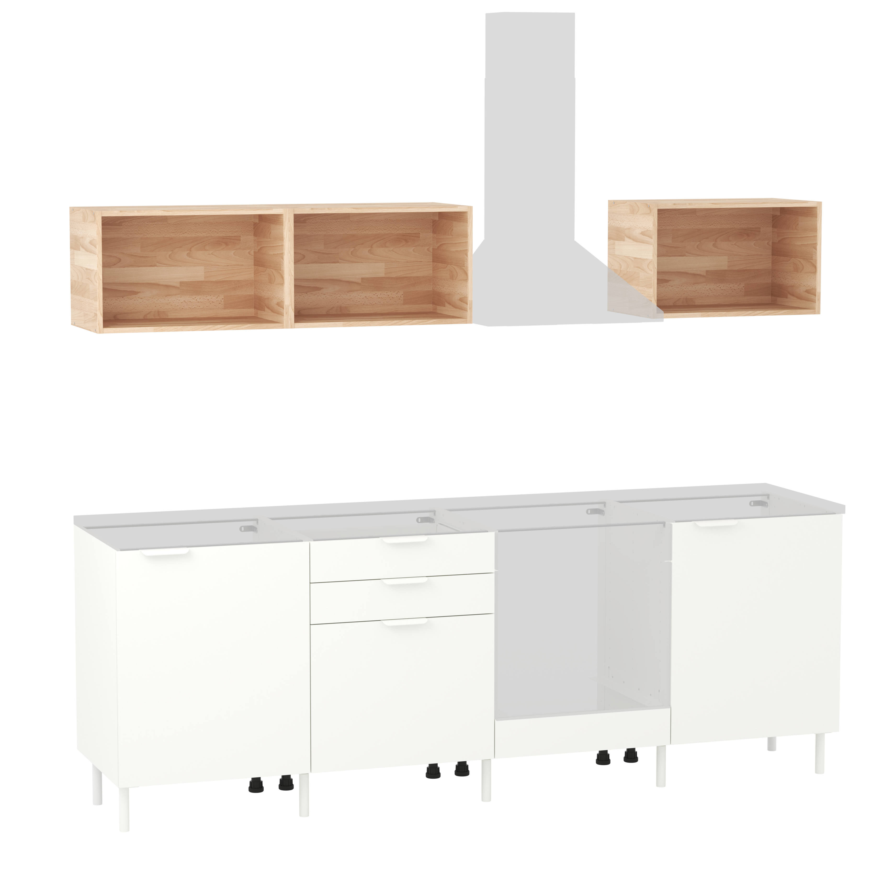 Cuisine en kit Eleki blanc 7 meubles, l.240 x H.217 x P.58 cm | Leroy ...