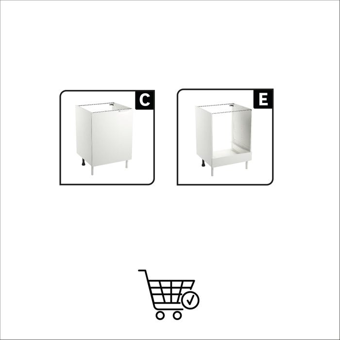 Cocina en kit Eleki blanca 2 módulos bajos L.180 x H.87 x P.58 cm ...