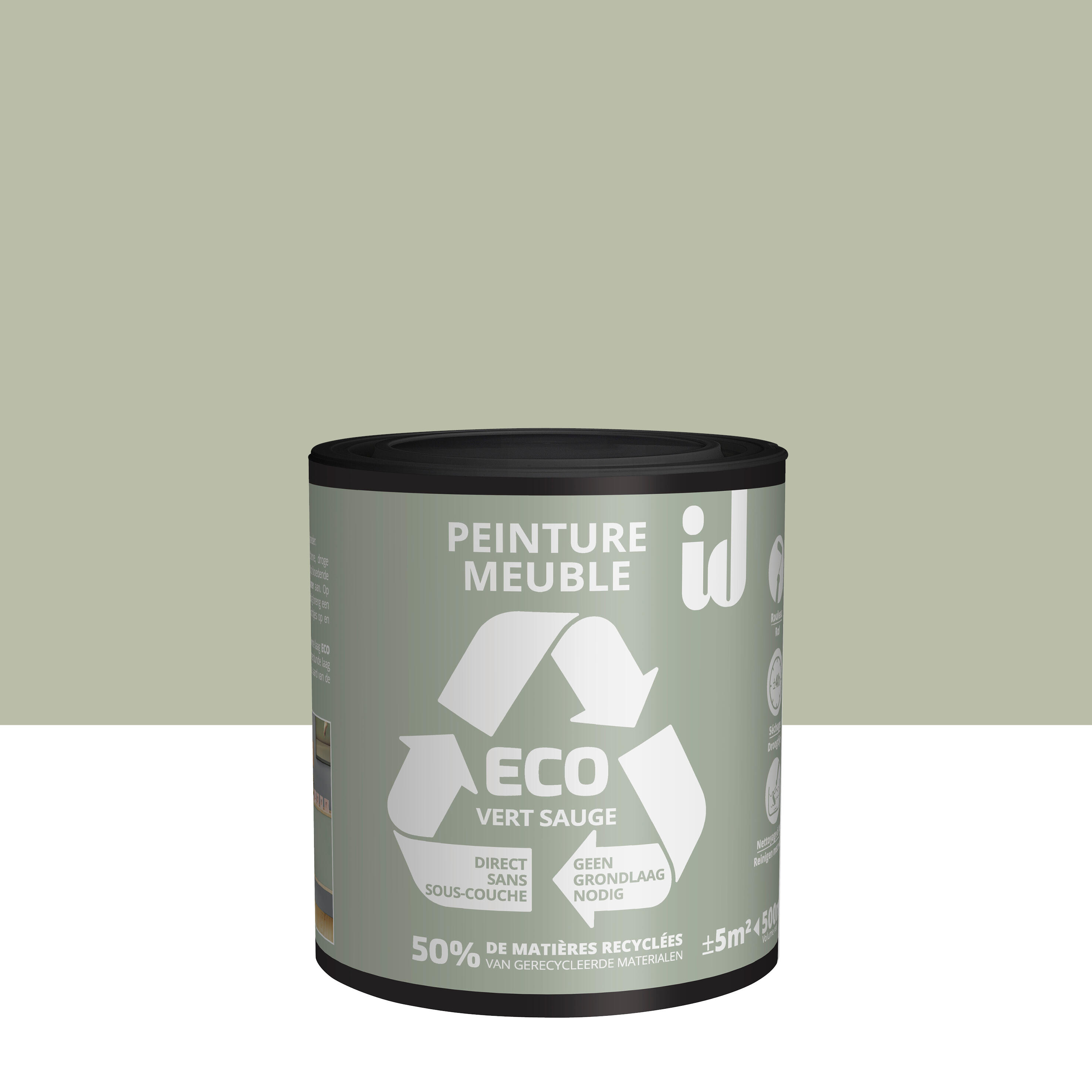 Peinture pour meuble Eco ID vert sauge velours 0.5 l | Leroy Merlin
