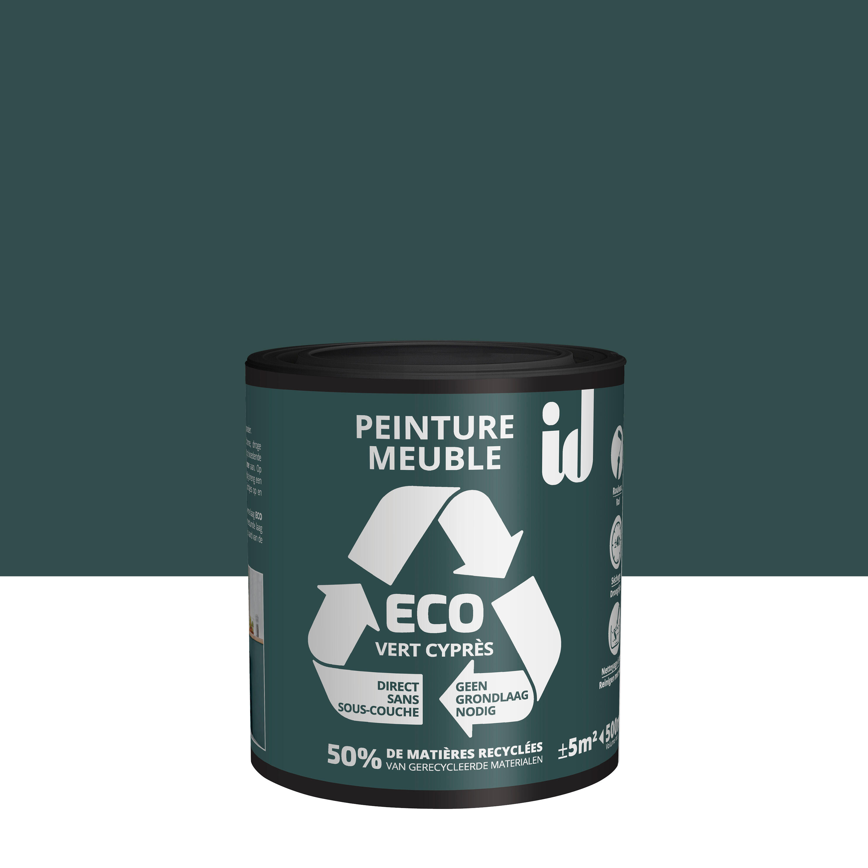 Peinture pour meuble Eco ID vert cypres velours 0.5L | Leroy Merlin