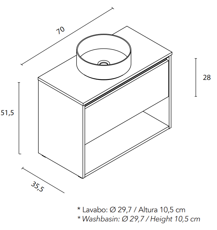 Mueble de baño con lavabo Klein roble claro mate 70x35 cm | Leroy Merlin