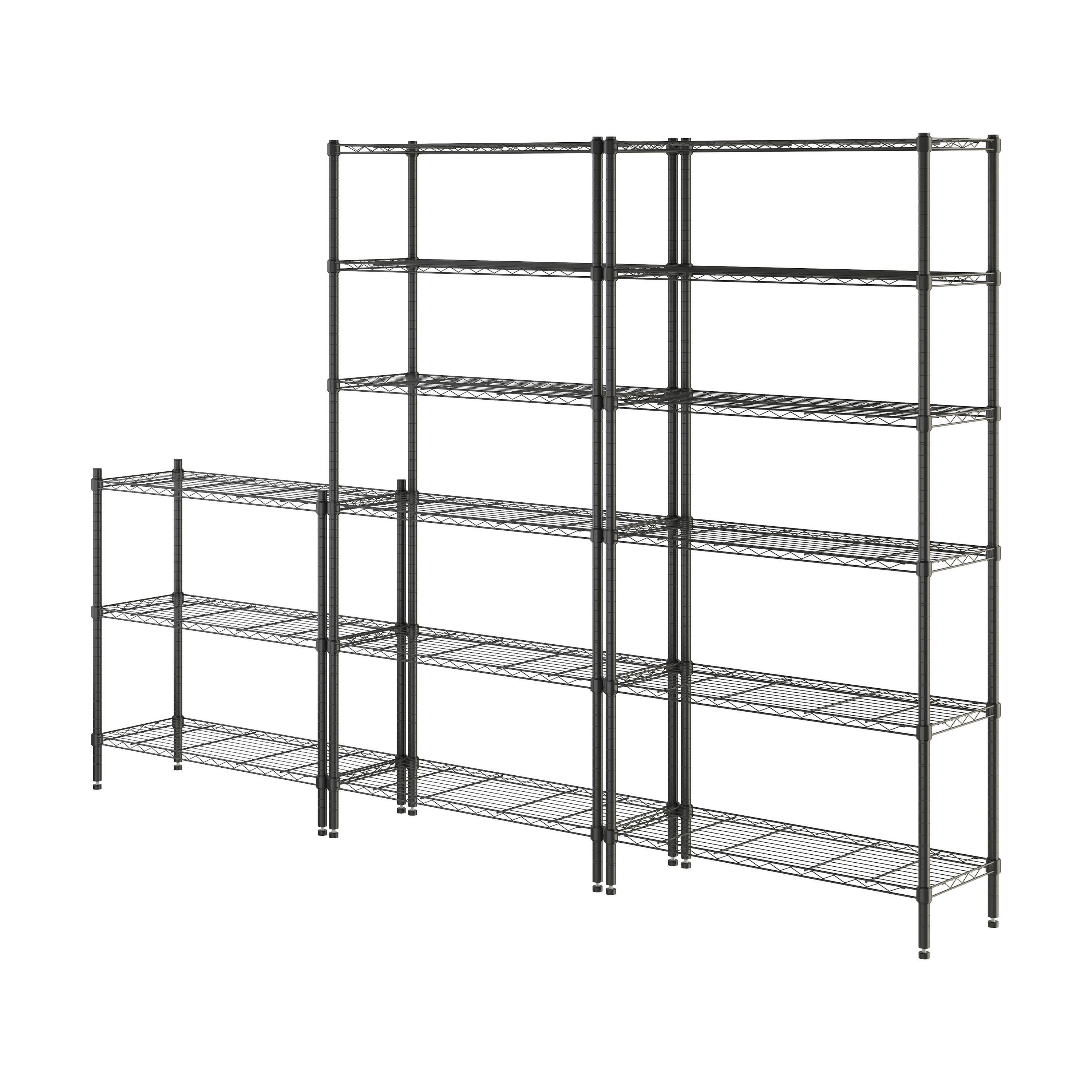 Set di 3 scaffali 15 ripiani filocromo L 270 x P 35 x H 180 cm nero ...