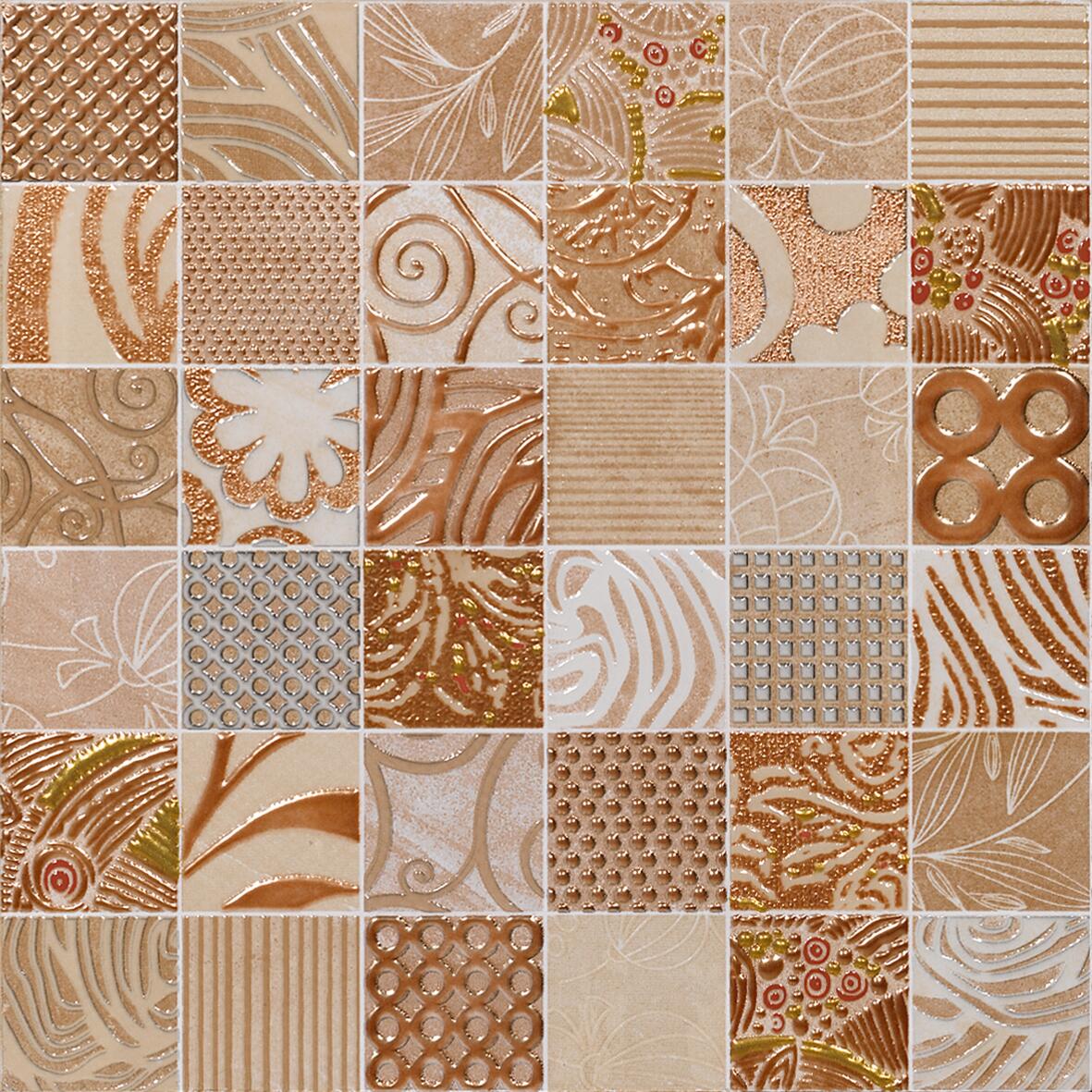 Azulejo cerámico efecto hidráulico beige y marrón 30x30 cm C1 | Leroy ...