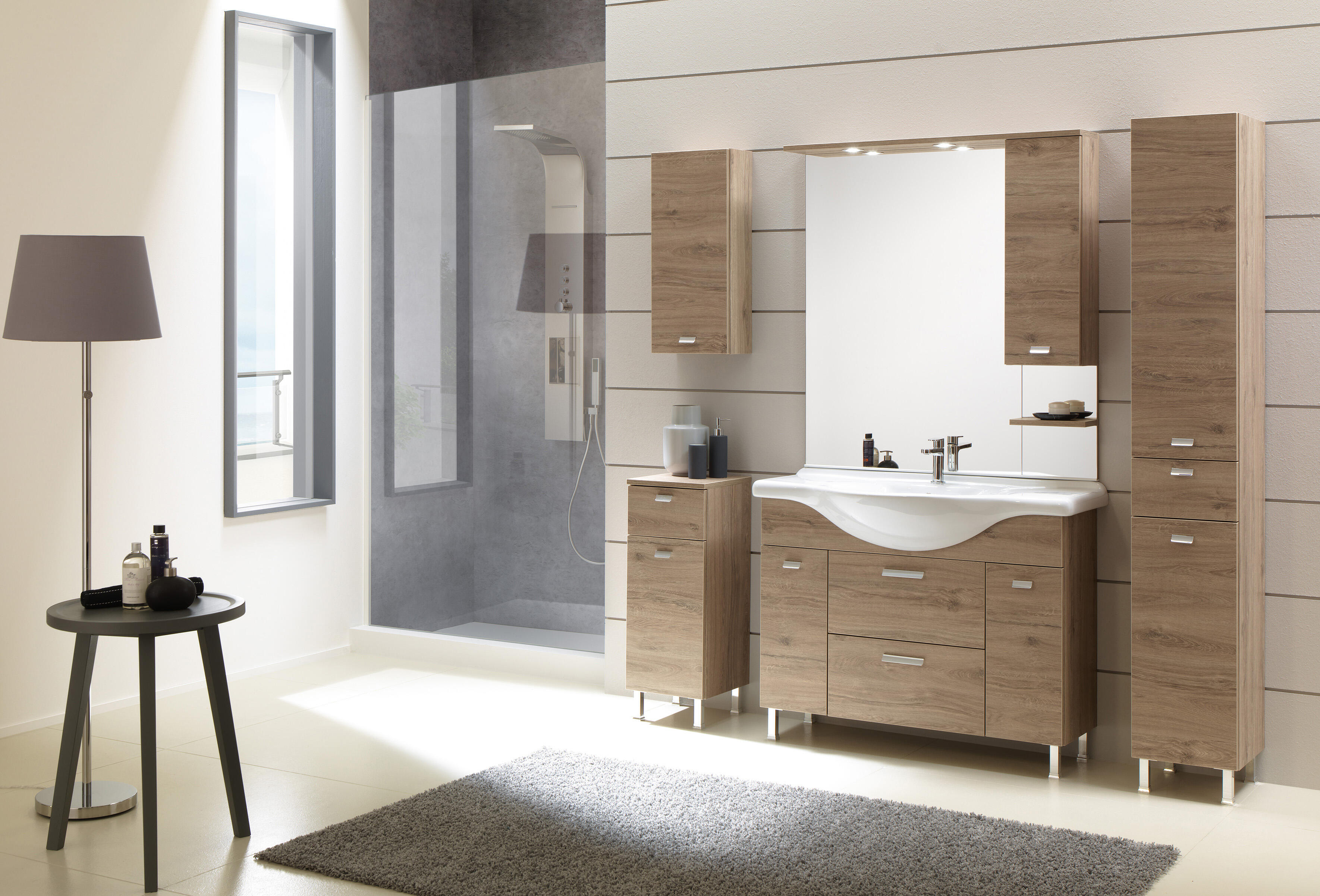 Mobile sottolavabo e lavabo Rimini per vasca centrale rovere nabucco L ...