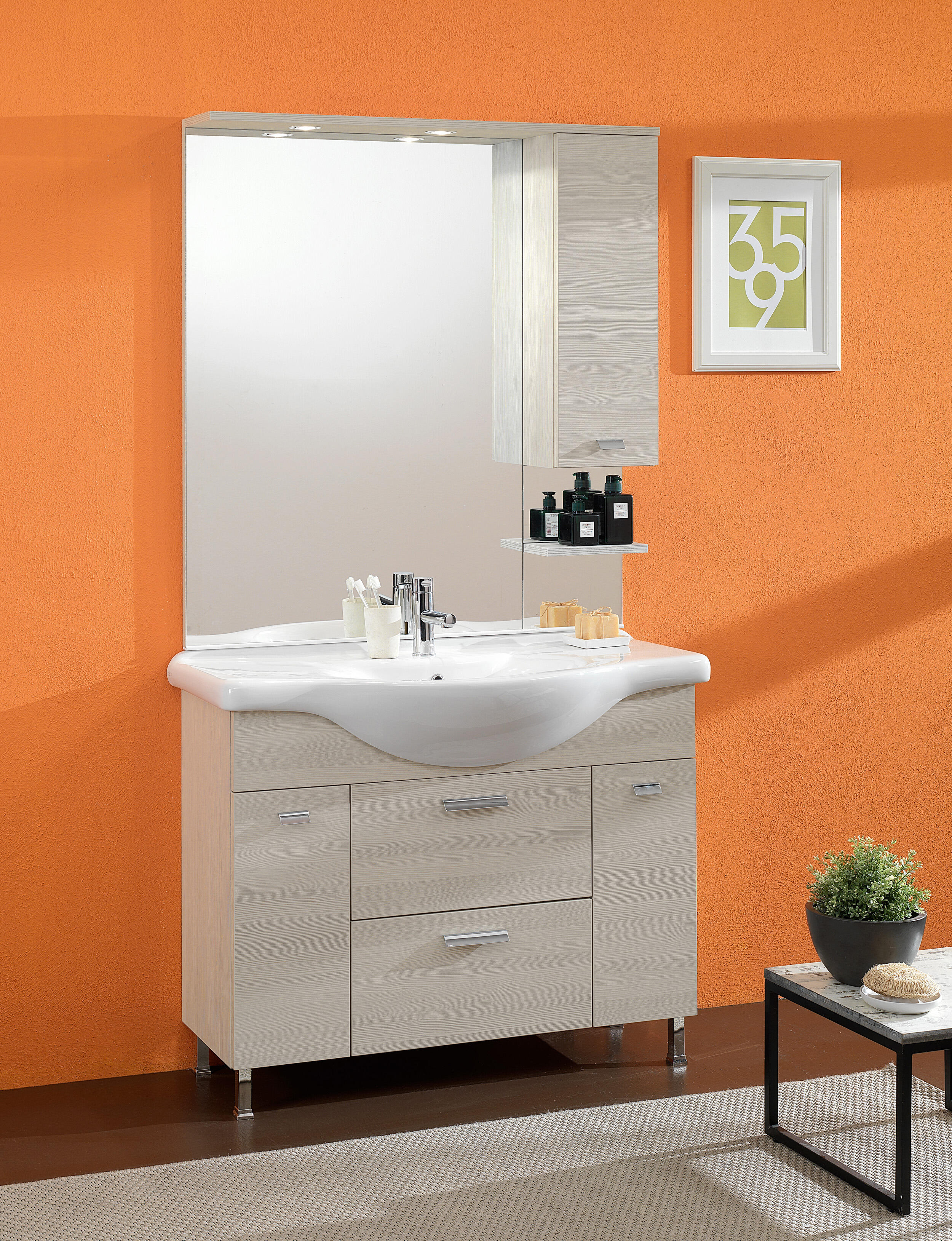 Mobile sottolavabo e lavabo Rimini larice L 100 x H 80 x P 33.5 cm 1 ...
