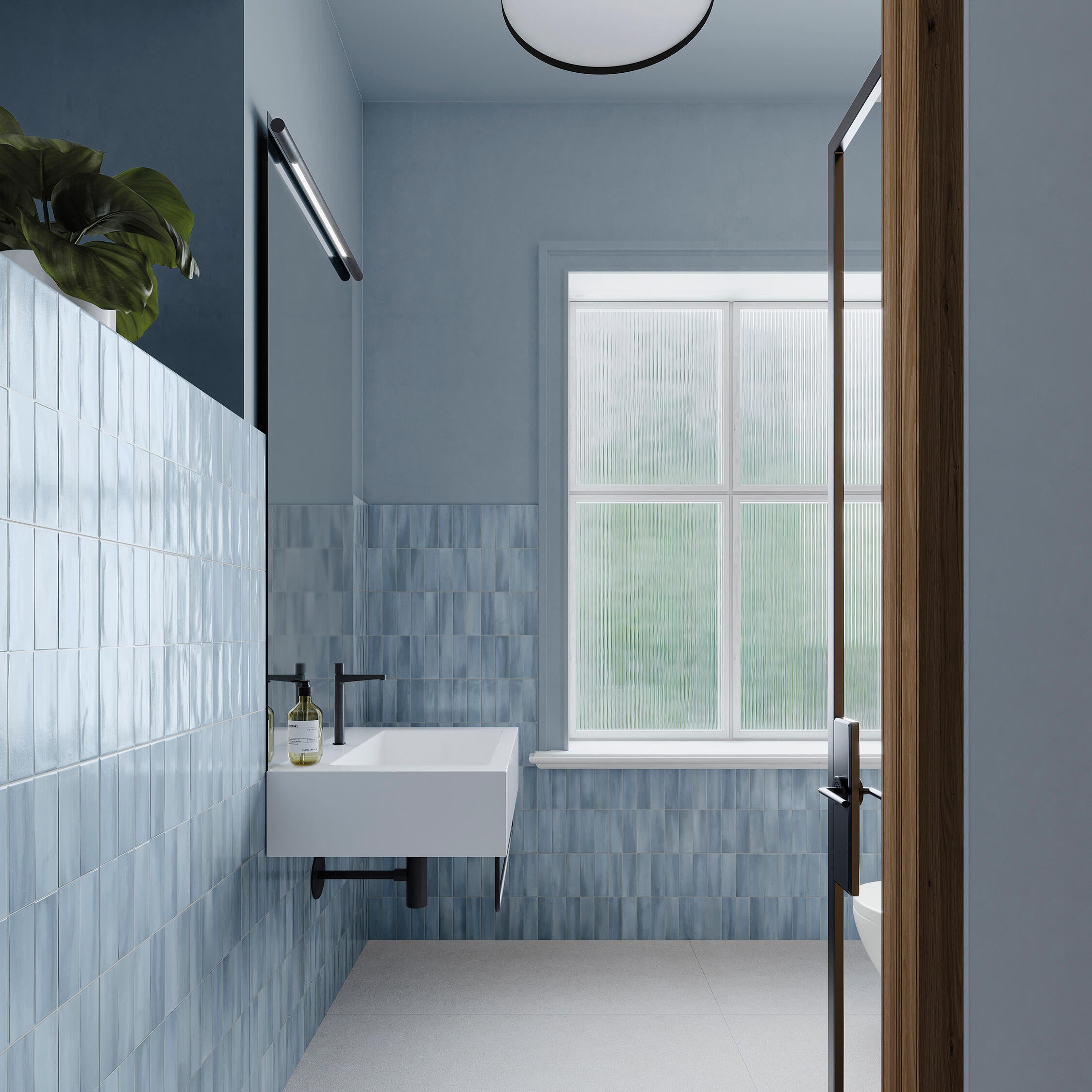 Azulejo porcelánico Deco Allure efecto zellige azul 32x62.5 cm | Leroy ...