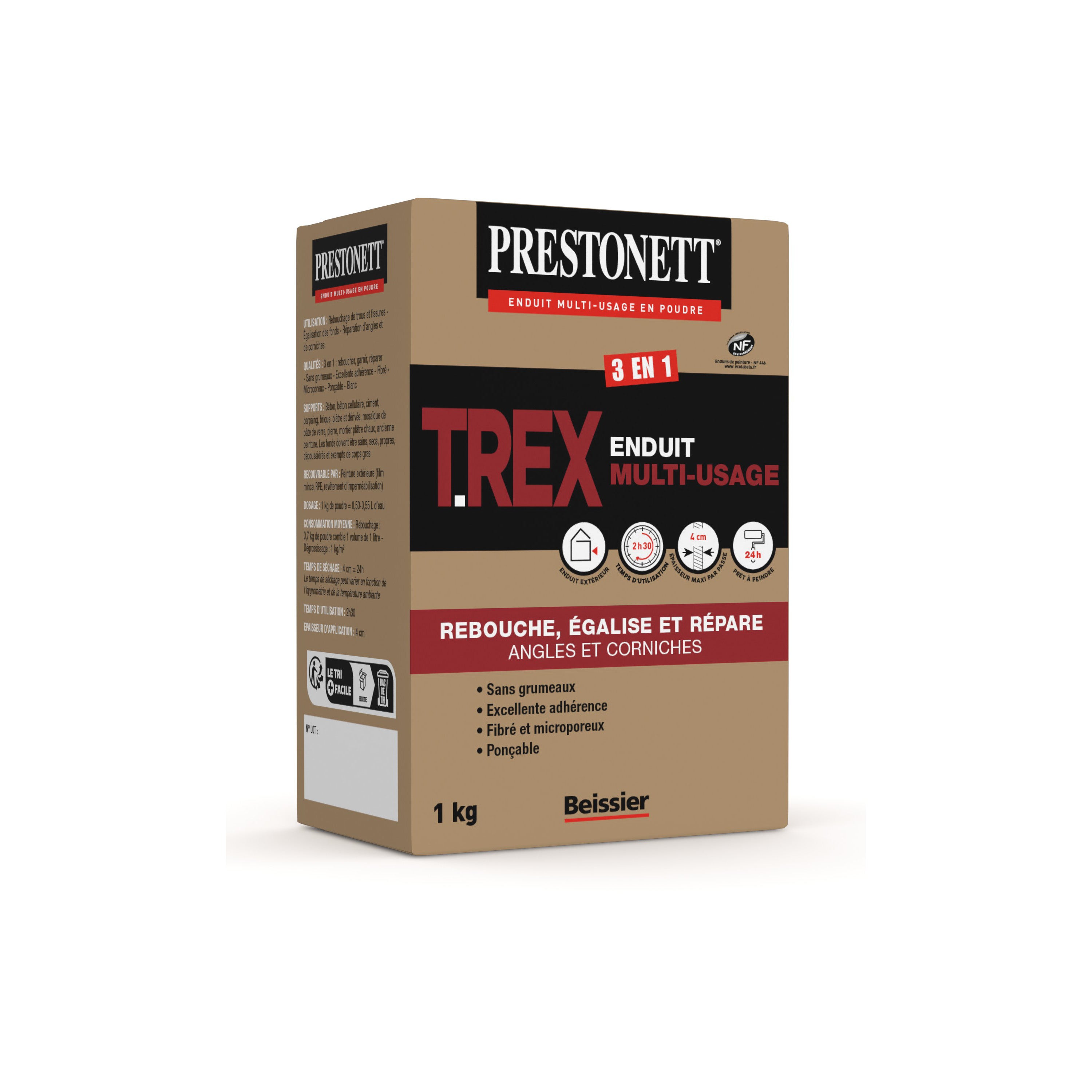 Enduit Multifonction en poudre T.rex PRESTONETT 1 kg | Leroy Merlin