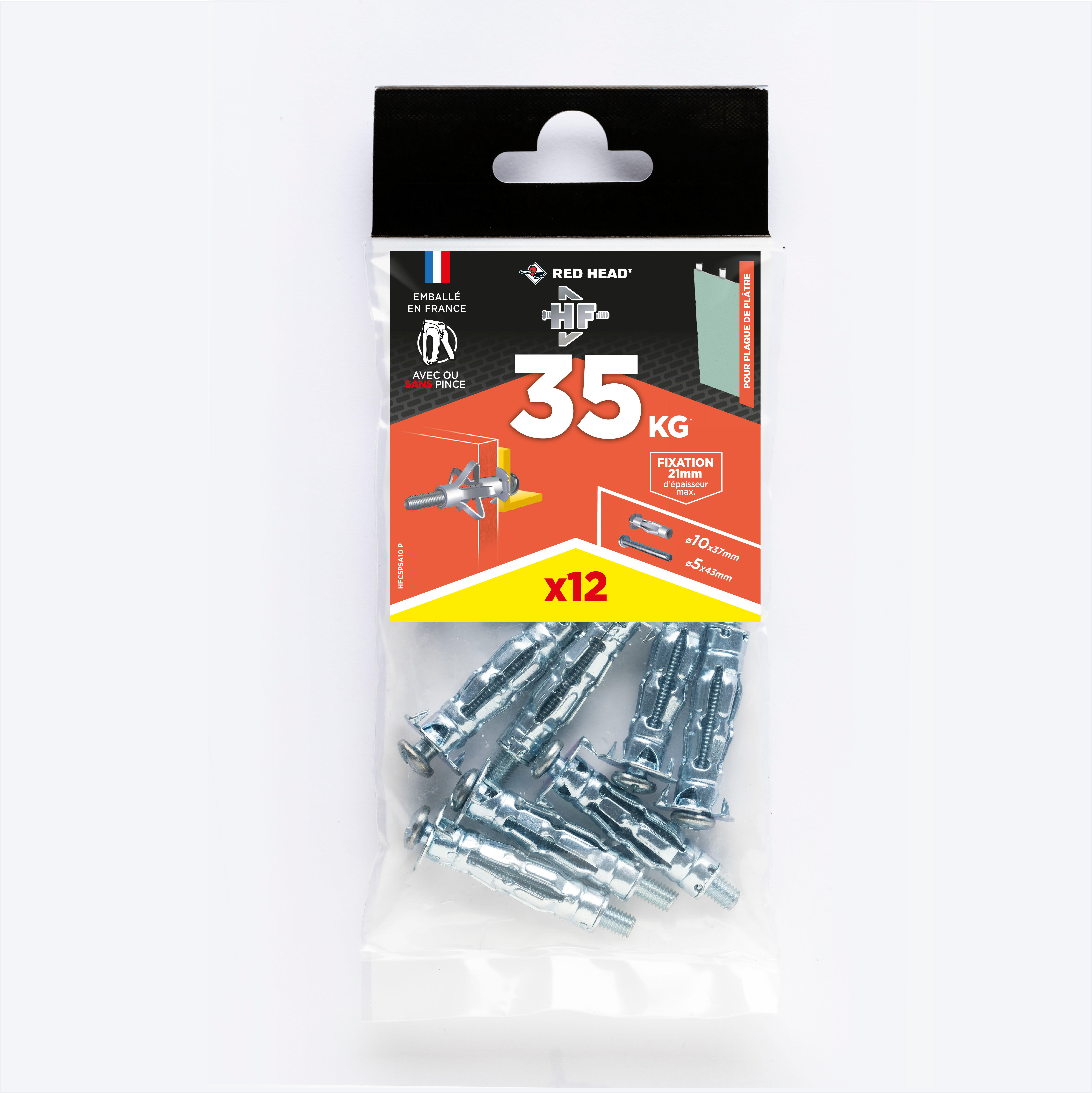 Lot de 10 Cheville murale avec vis hf HFC5PSA10 P RED HEAD, Ø10 x L.37 ...
