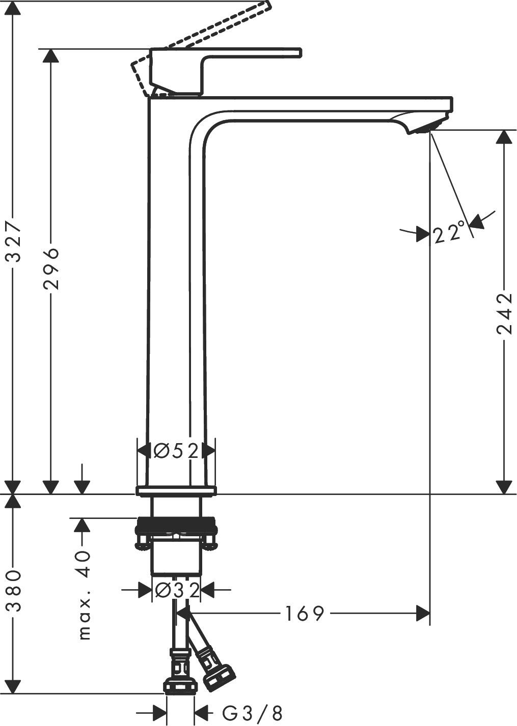 Mitigeur de lavabo noir brossé XL, Stamis Eco, HANSGROHE | Leroy Merlin