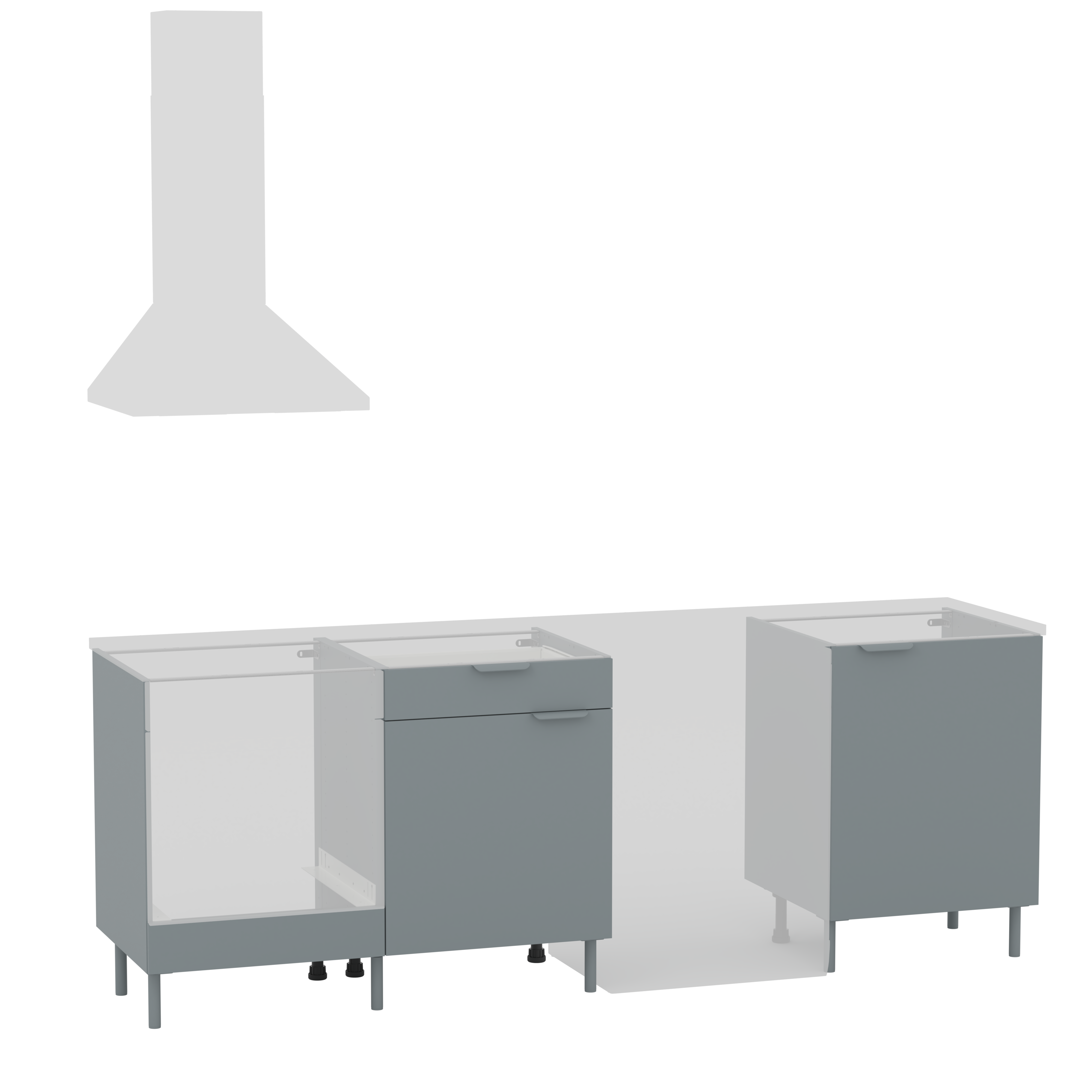 Cuisine en kit Eleki gris 3 meubles, l.240 x H.87 x P.58 cm | Leroy Merlin