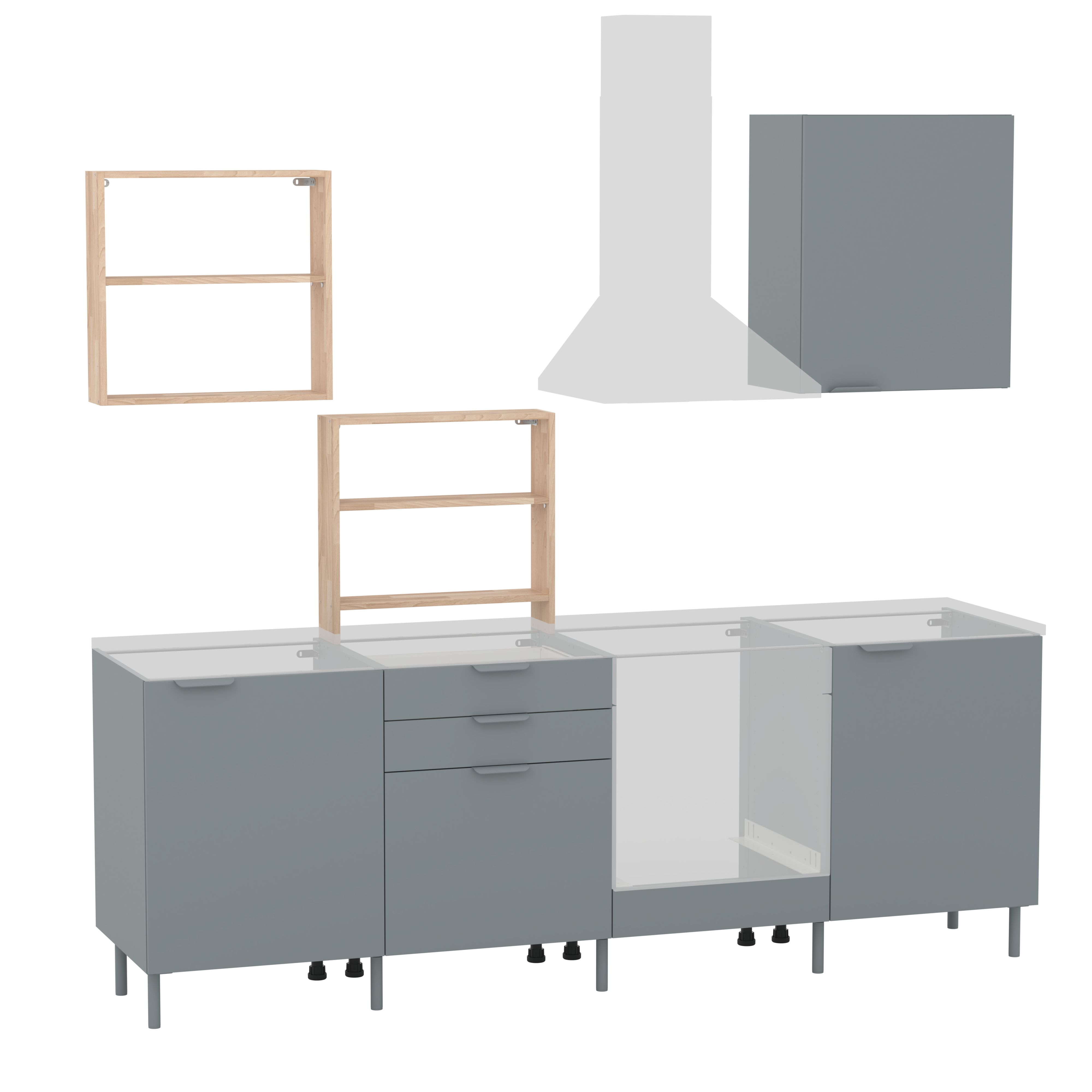 Cuisine en kit Eleki gris 7 meubles, l.240 x H.217 x P.58 cm | Leroy Merlin