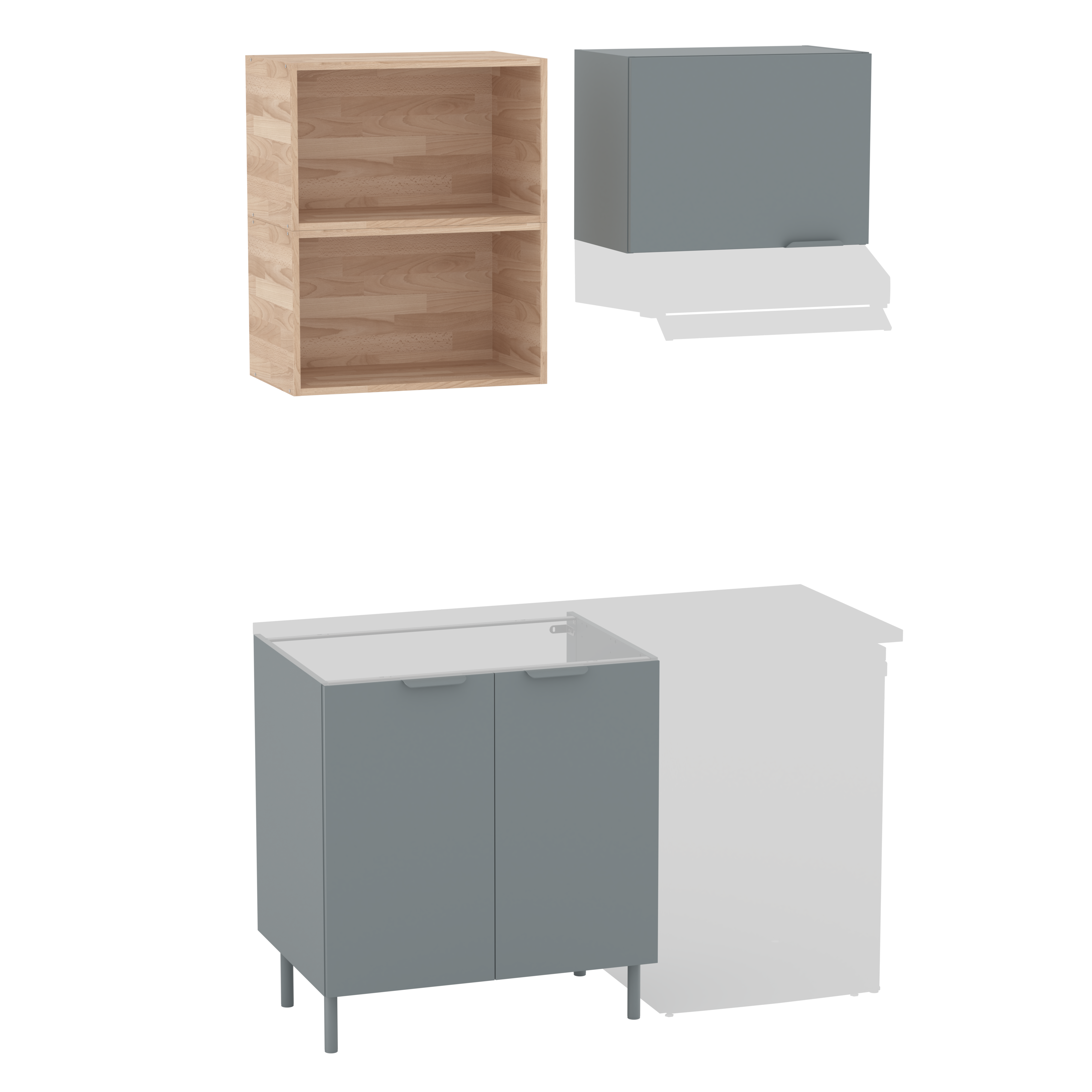 Cuisine en kit Eleki gris 4 meubles, l.140 x H.217 x P.58 cm | Leroy Merlin