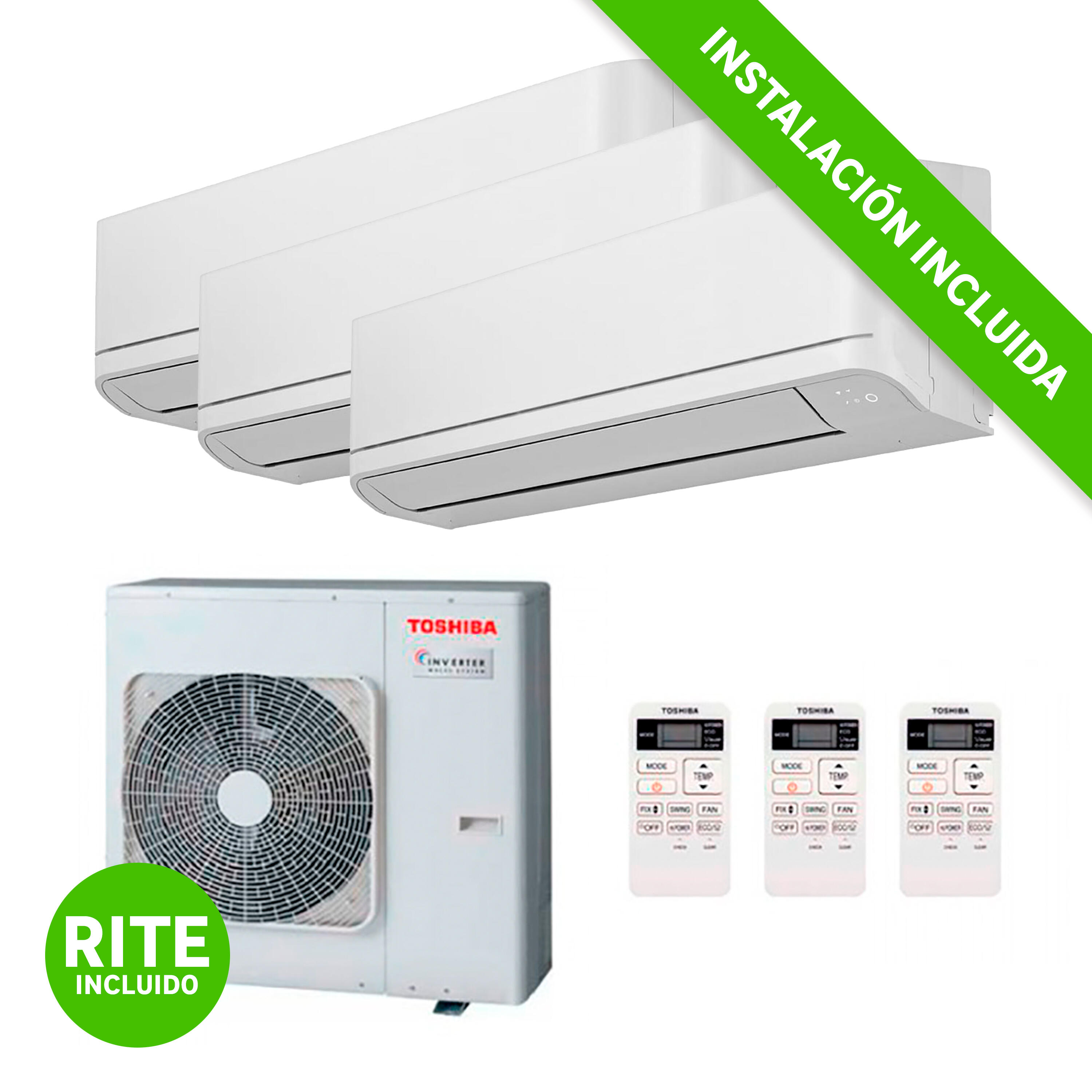 Aire acondicionado multisplit 3x1 TOSHIBA SEIYA 3M26 2x2000+3000 fg ...