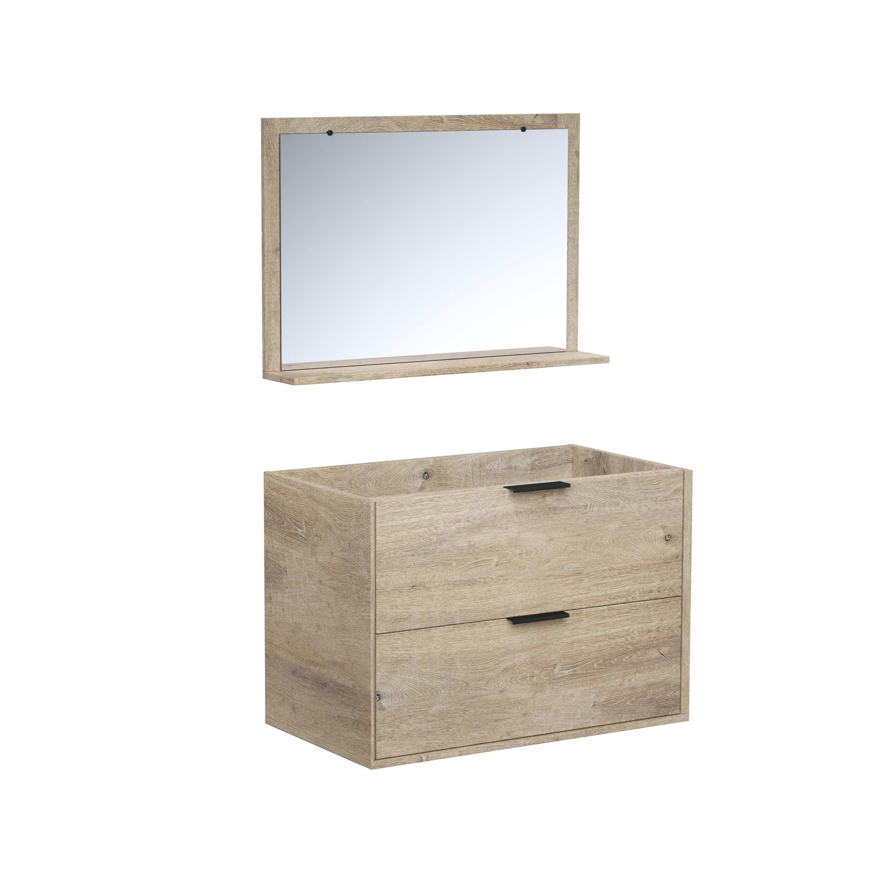 Meuble simple vasque, 2t, L.80cm, effet chêne rustique, Bevel | Leroy Merlin