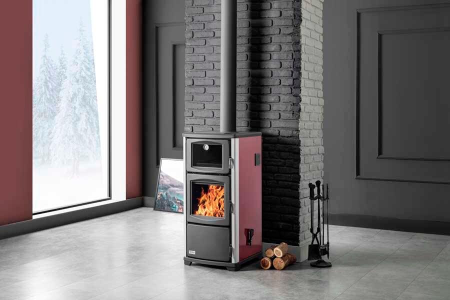 Estufa de leña TK29 de 15.2 kw color burdeos | Leroy Merlin