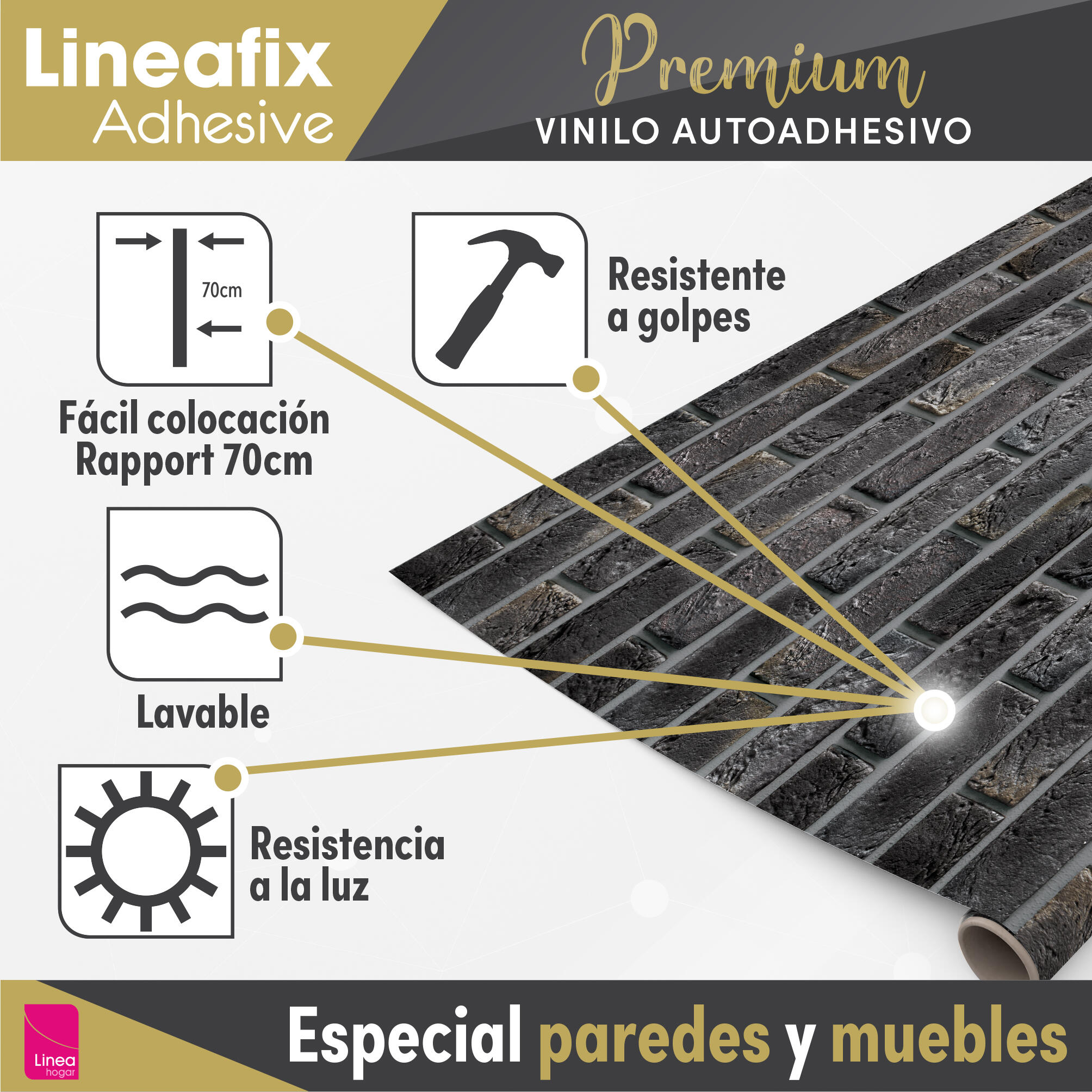 Revestimiento adhesivo mural imitación piedra gris Arcilla Antracita ...