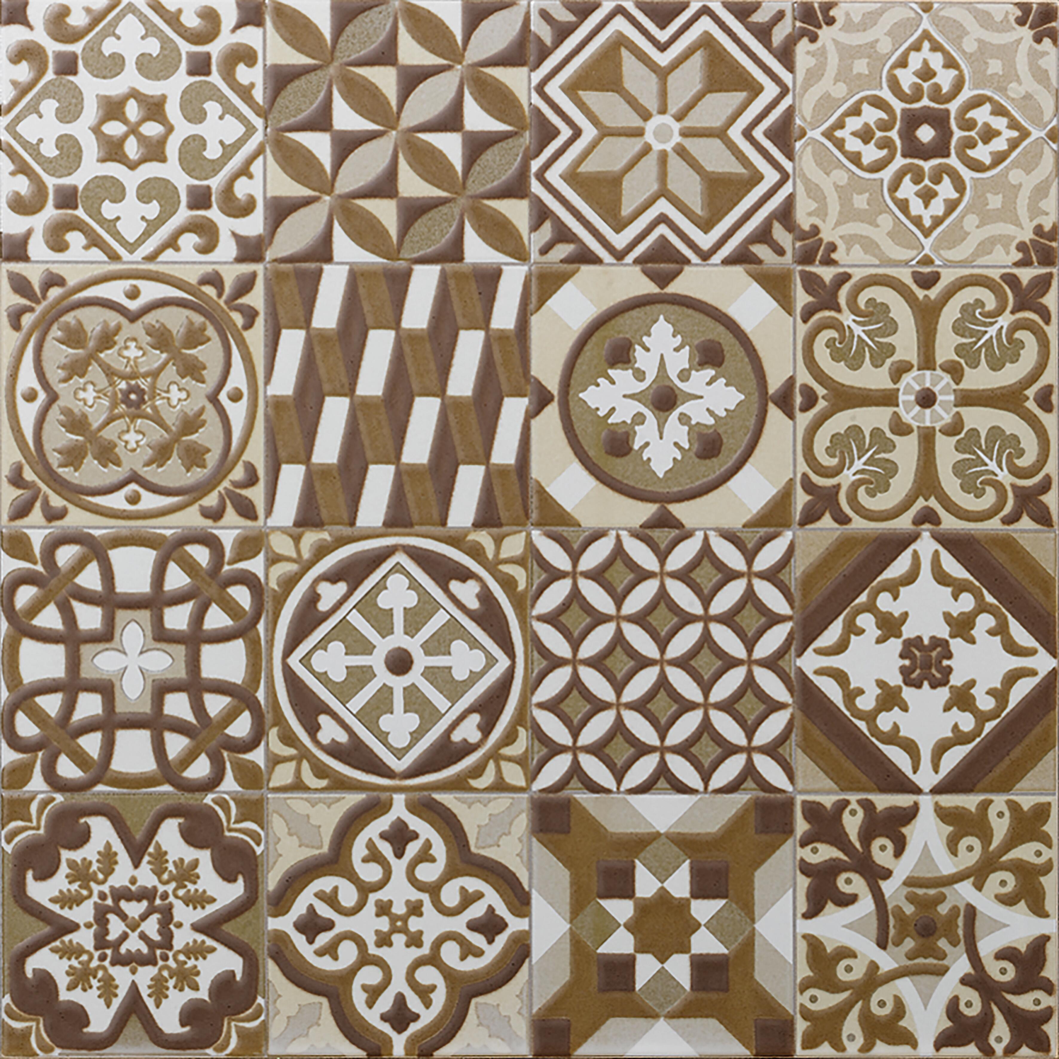 Azulejo cerámico efecto hidráulico marrón y beige 30x30 cm C1 | Leroy ...