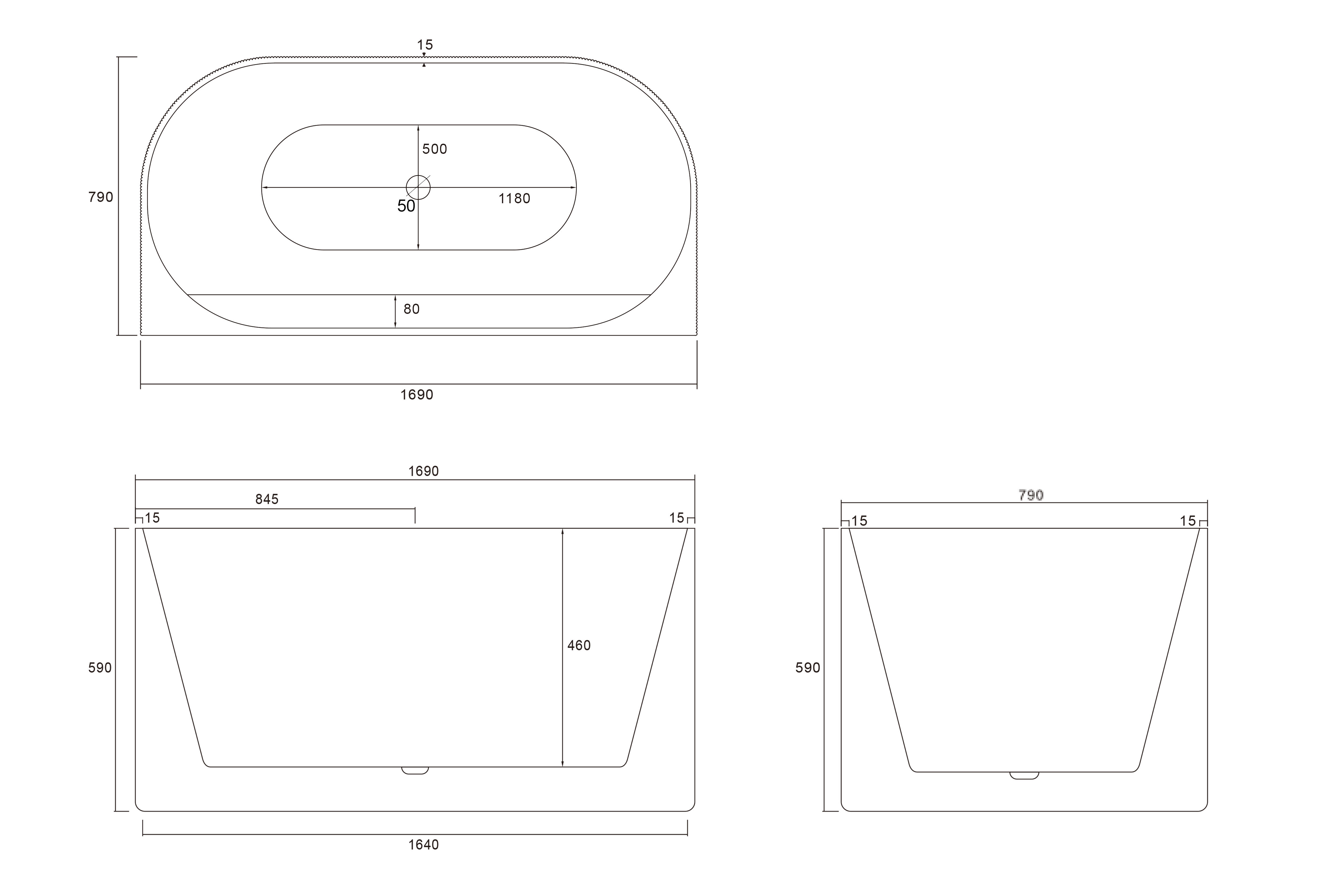 Wanna wolnostojąca BT505 169 x 78 cm - Leroy Merlin