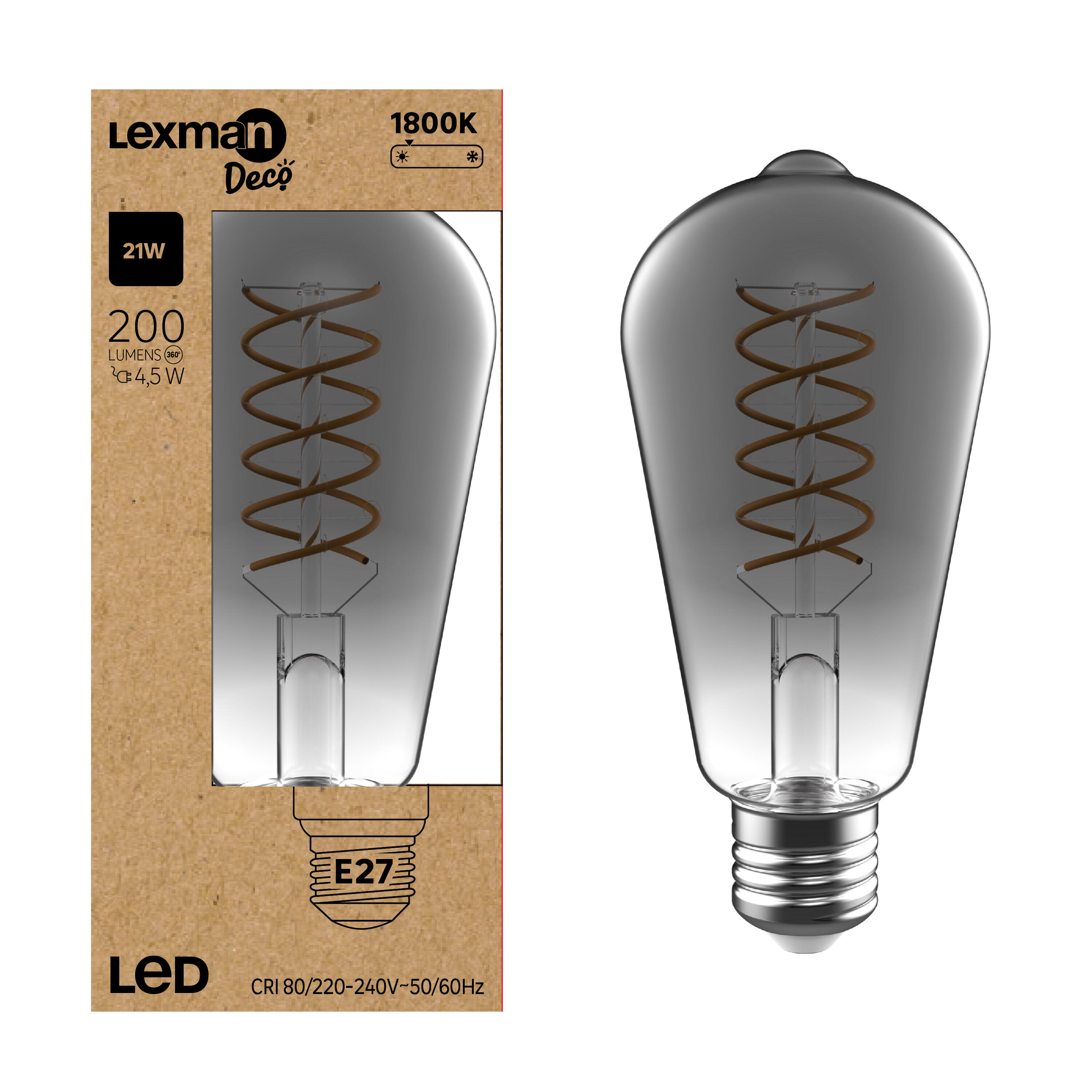 Ampoule led à filament décorative, Edison E27, 200lm = 21W, blanc très ...