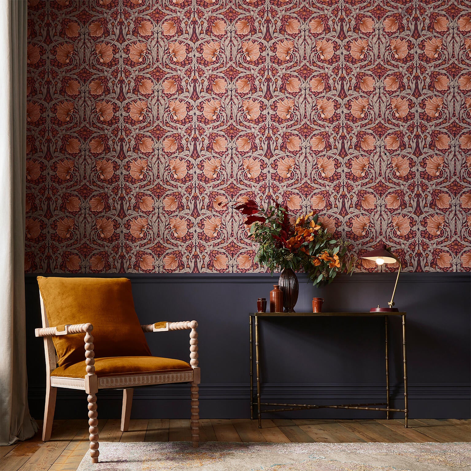 Papier peint intissé William morris pimperel violet | Leroy Merlin