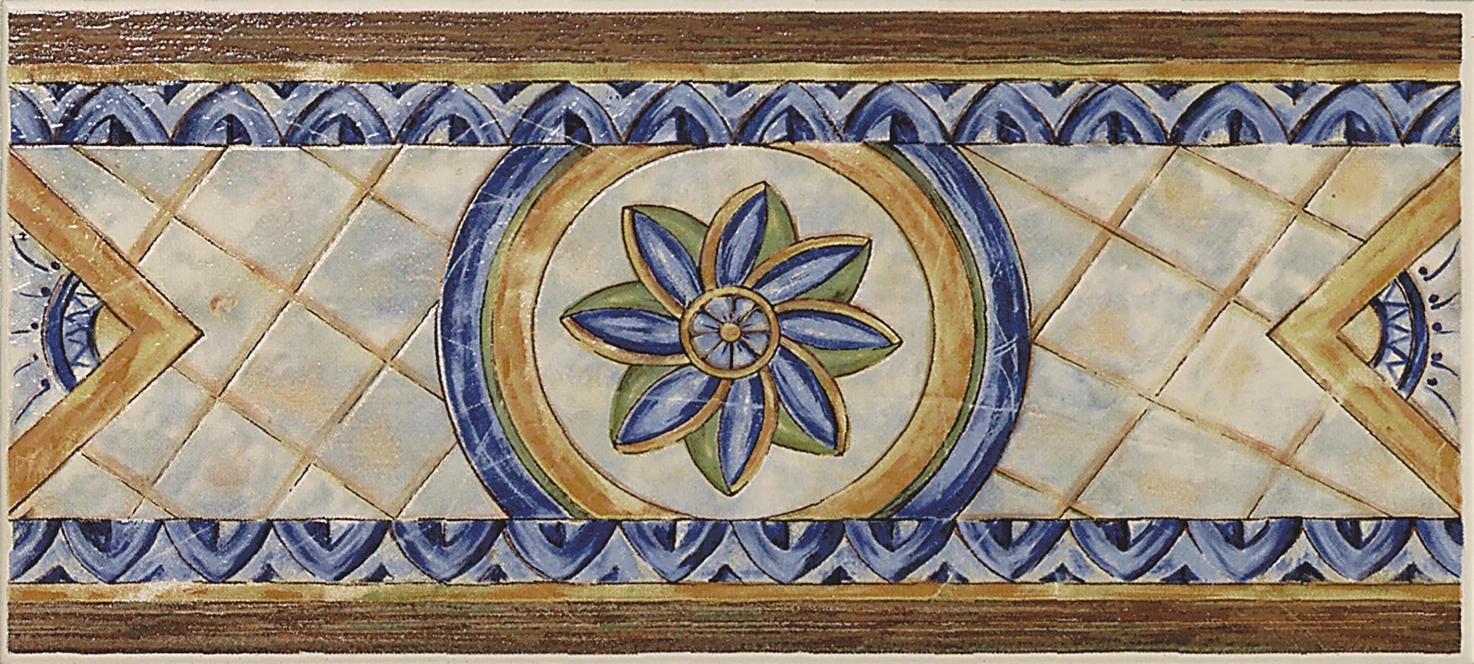 Listelo de pasta blanca color azul, blanco, marrón y dorado 15X33,3cm ...