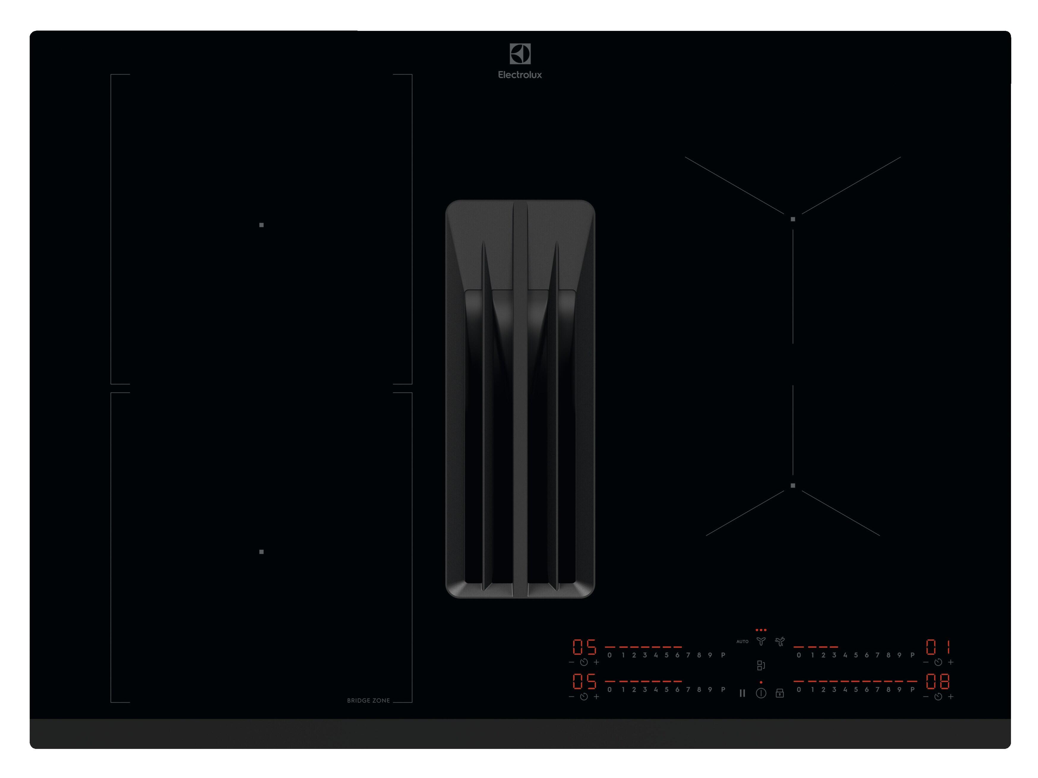 Plaque à induction aspirante 4 feux L.68 cm ELECTROLUX KCC73443 Noir ...