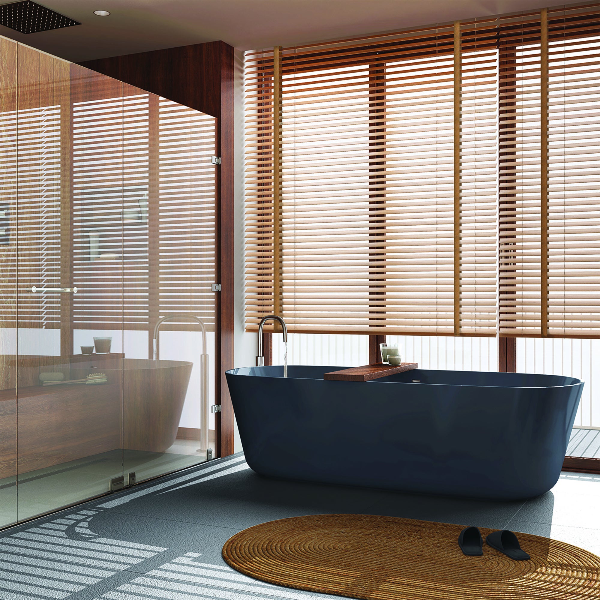 Store vénitien bambou 50 mm, Avec galon naturel, l.100 x H.250 cm ...