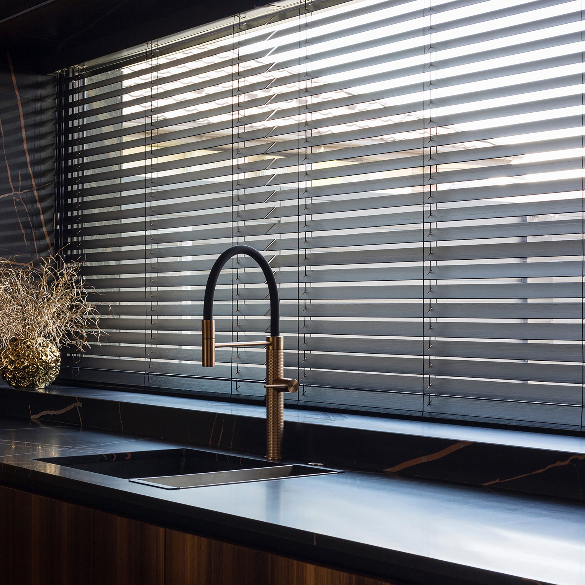 Store vénitien bambou 27 mm, Phuket noir, l.50 x H.150 cm, MADECO ...