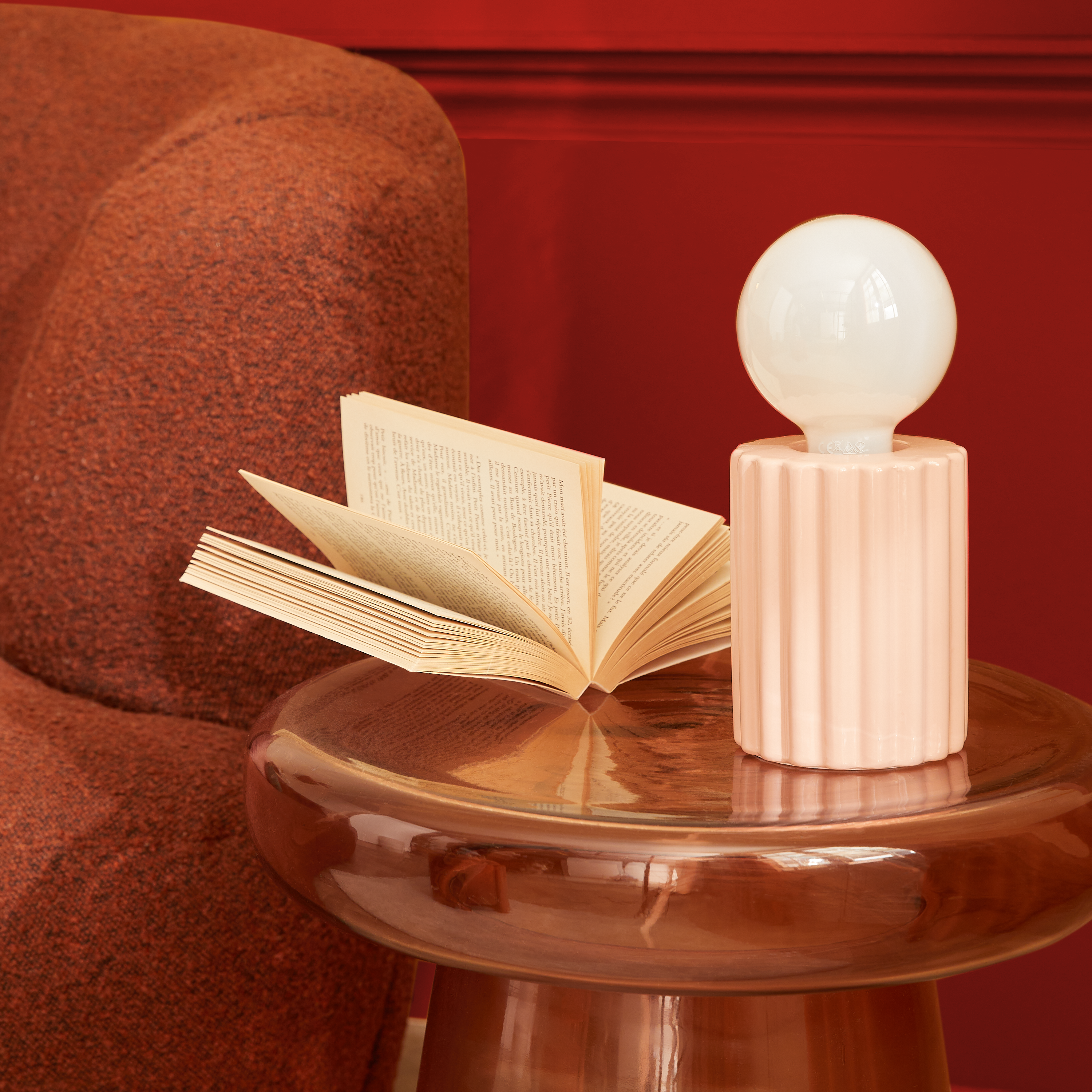 Lampe Tyamo, céramique, rose, H.13.5 cm INSPIRE, E27 | Leroy Merlin