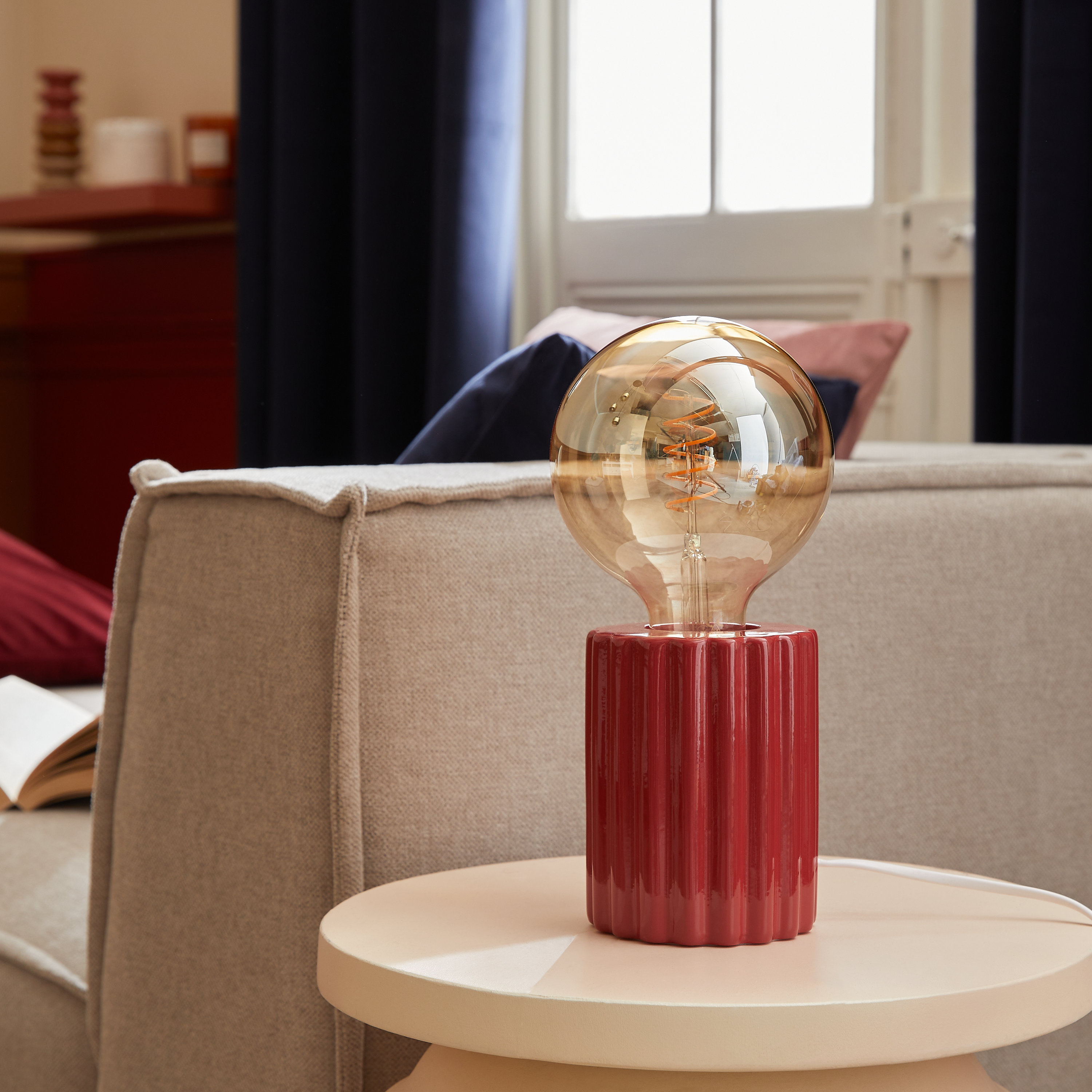 Lampe Tyamo, céramique, rouge, H.13 cm INSPIRE, E27 | Leroy Merlin