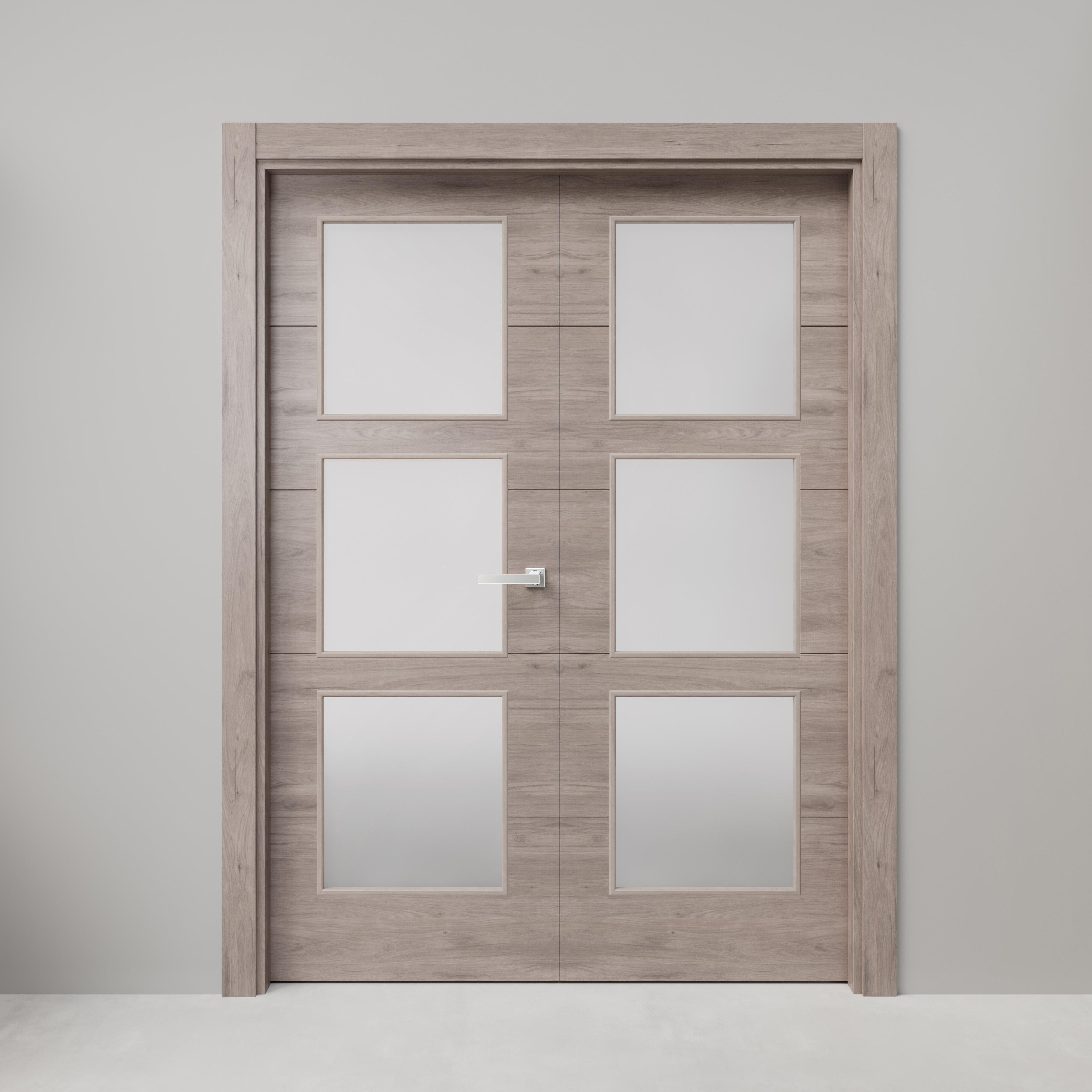 Puerta de interior abatible doble vidriera con cristal incluido maciza ...