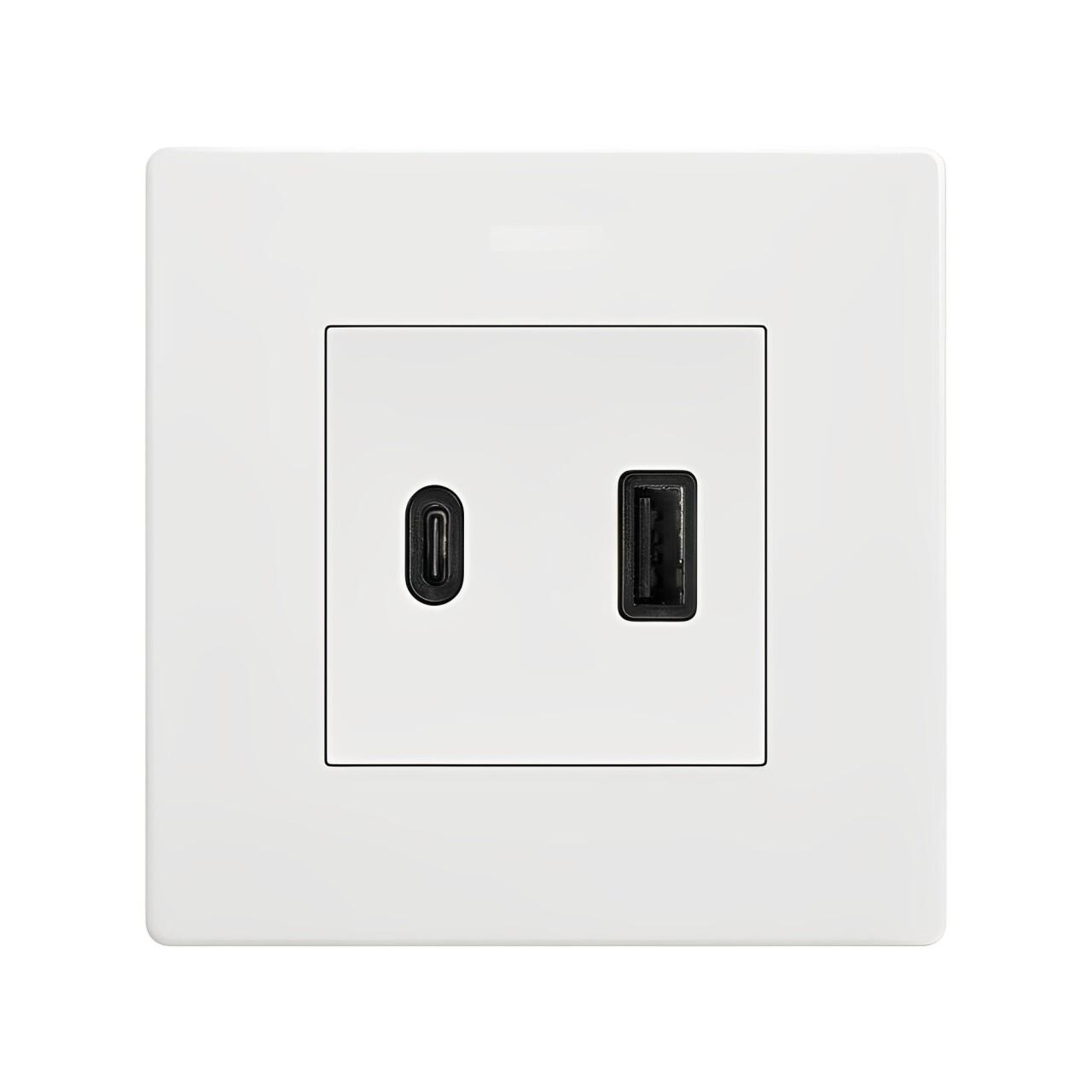 Enchufe doble USB A + USB C completo Simon 270 blanco | Leroy Merlin