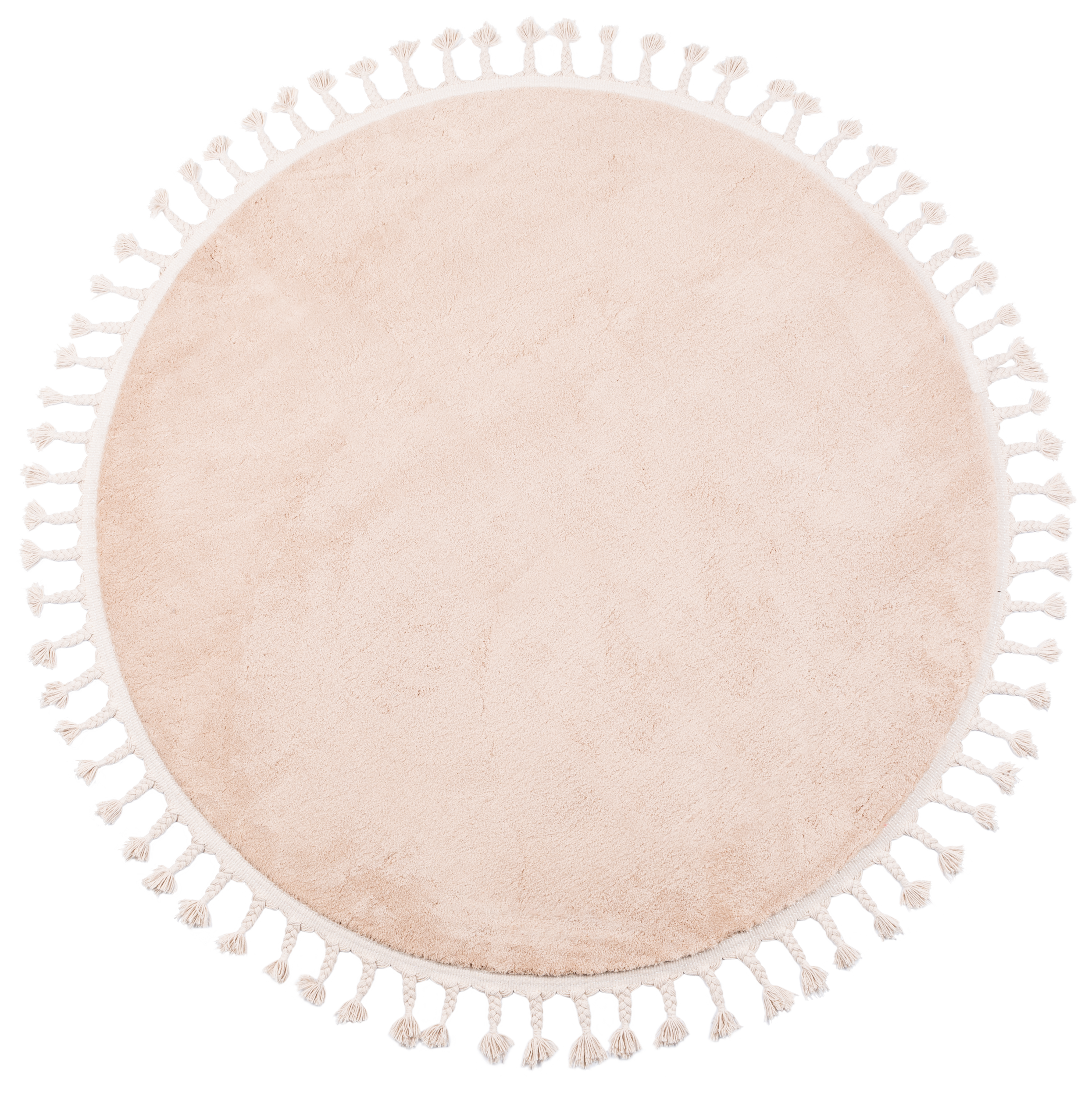 Dywan z frędzlami okrągły Loren beżowy śr. 160 cm - Leroy Merlin