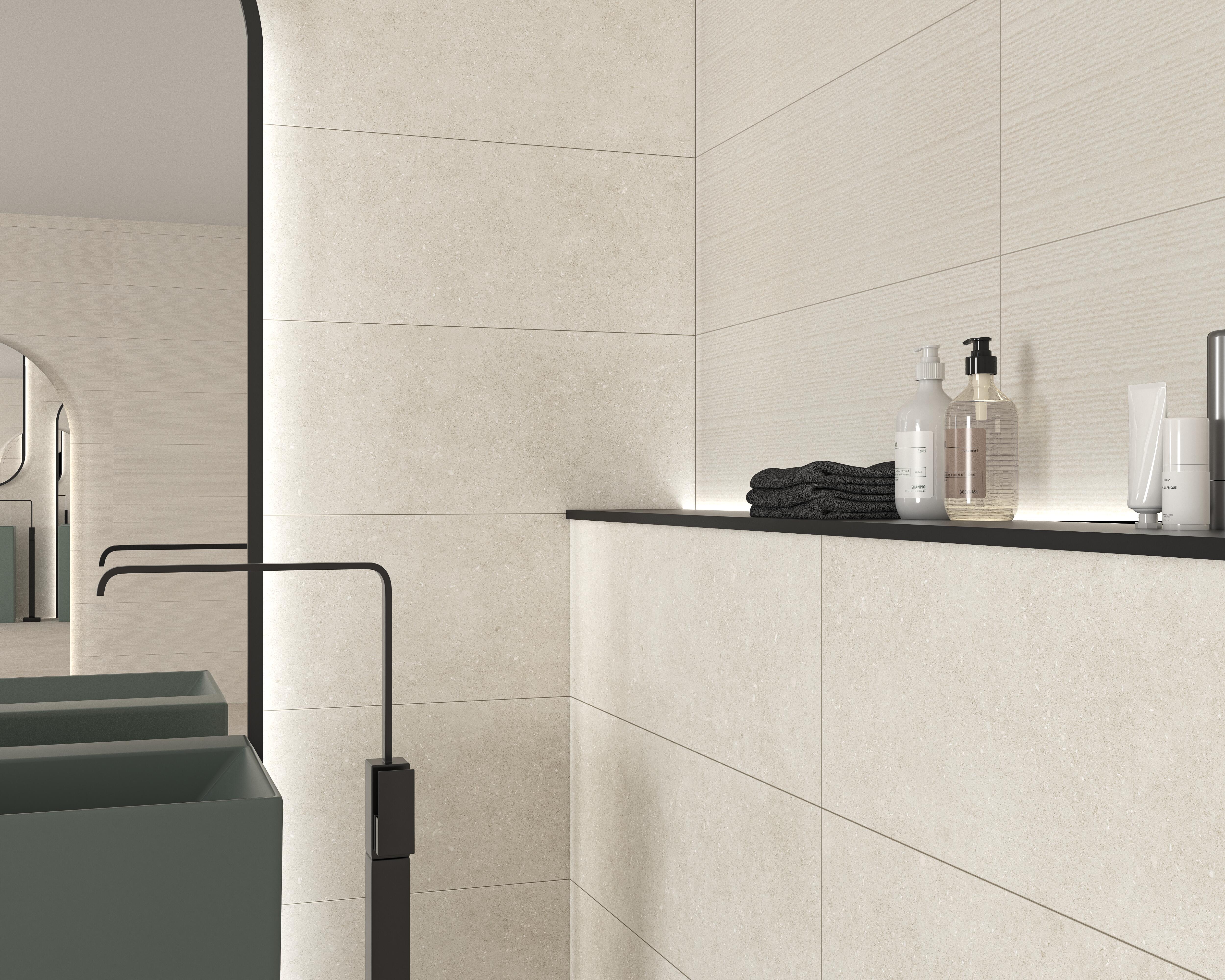 Azulejo porcelánico Arenisca efecto cemento perla 30x90 cm C1 | Leroy ...
