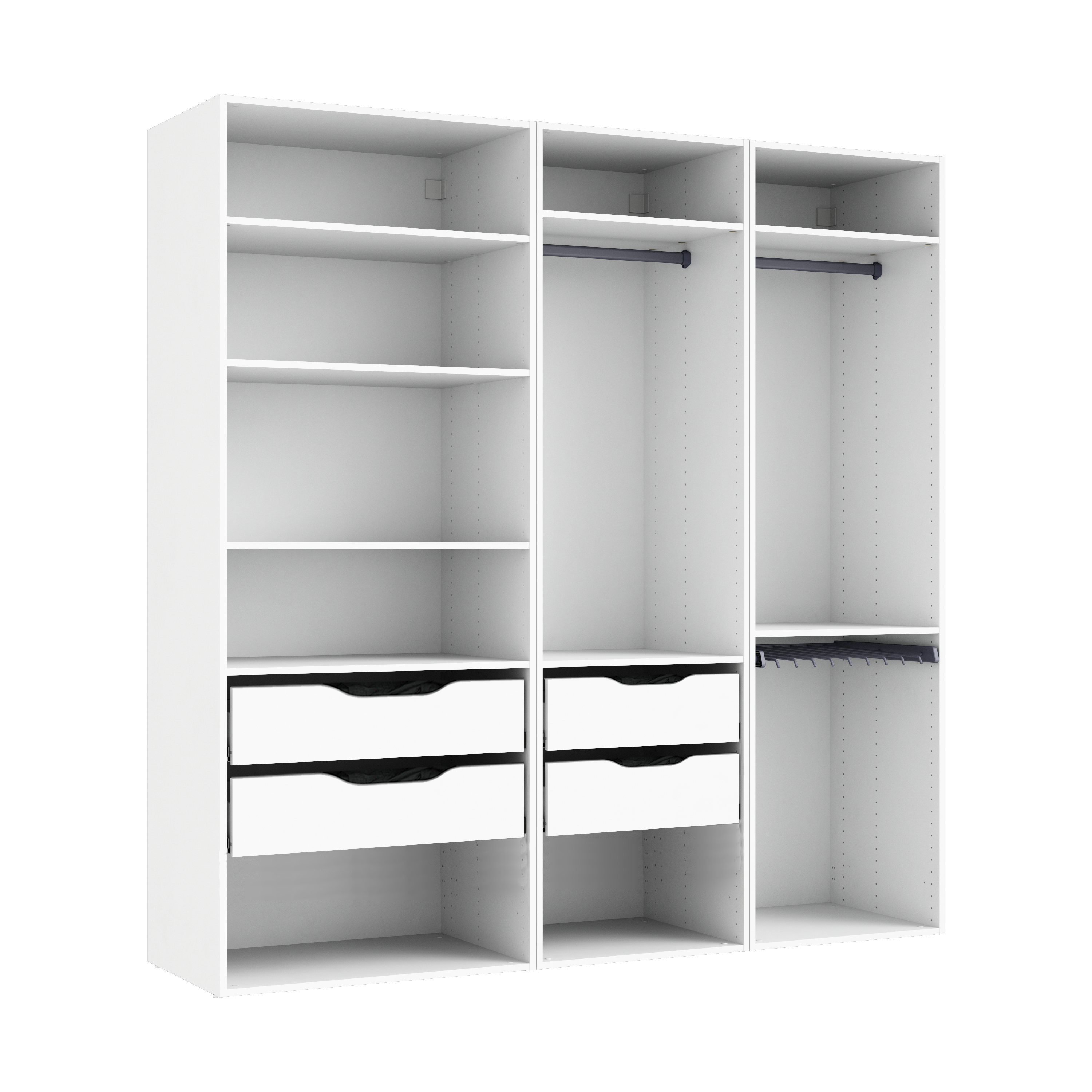 Kit vestidor Spaceo Home 3 modulos blanco 200X200X60 compo nº 23 ...