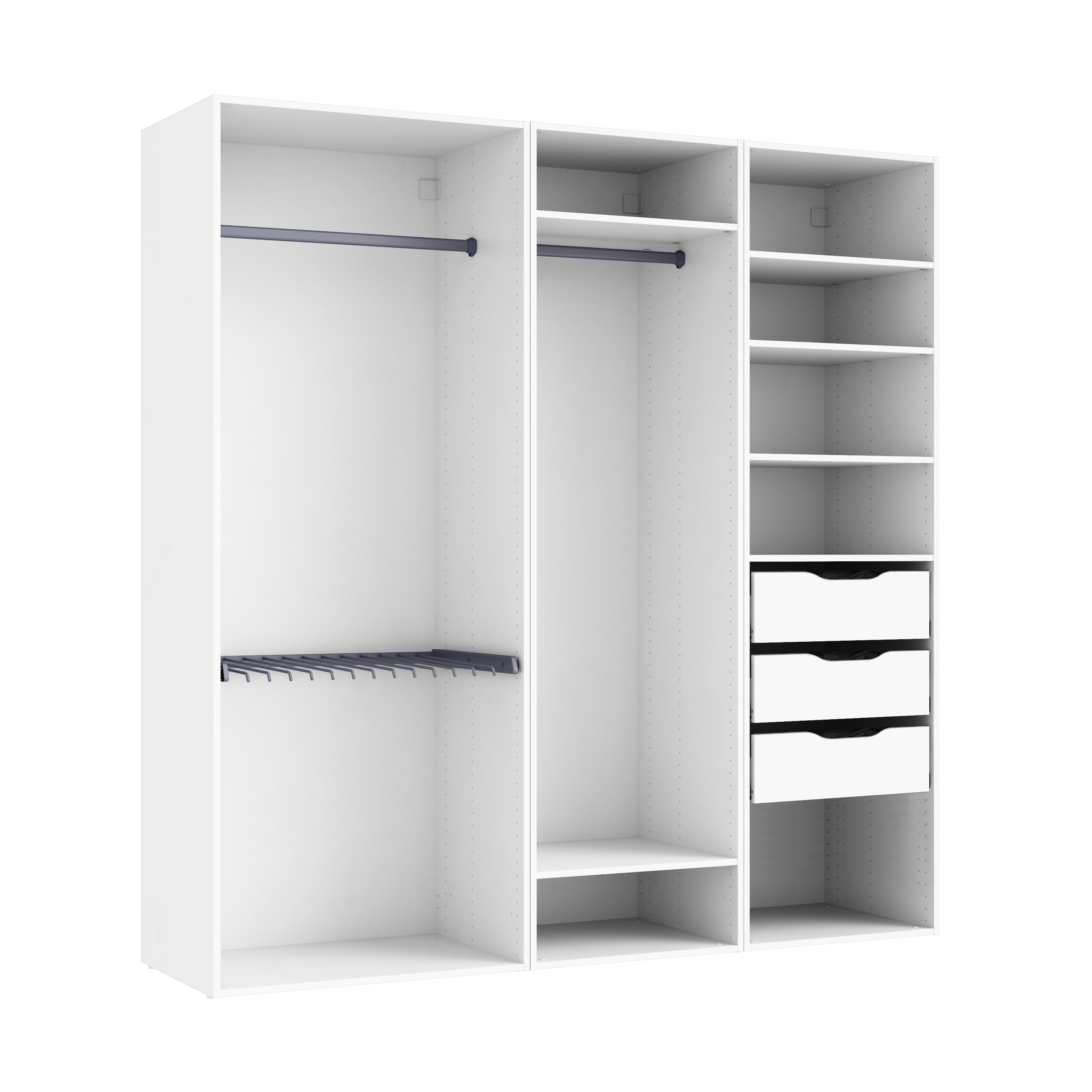 Kit vestidor Spaceo Home 3 modulos blanco 200X200X60 compo nº 19 ...