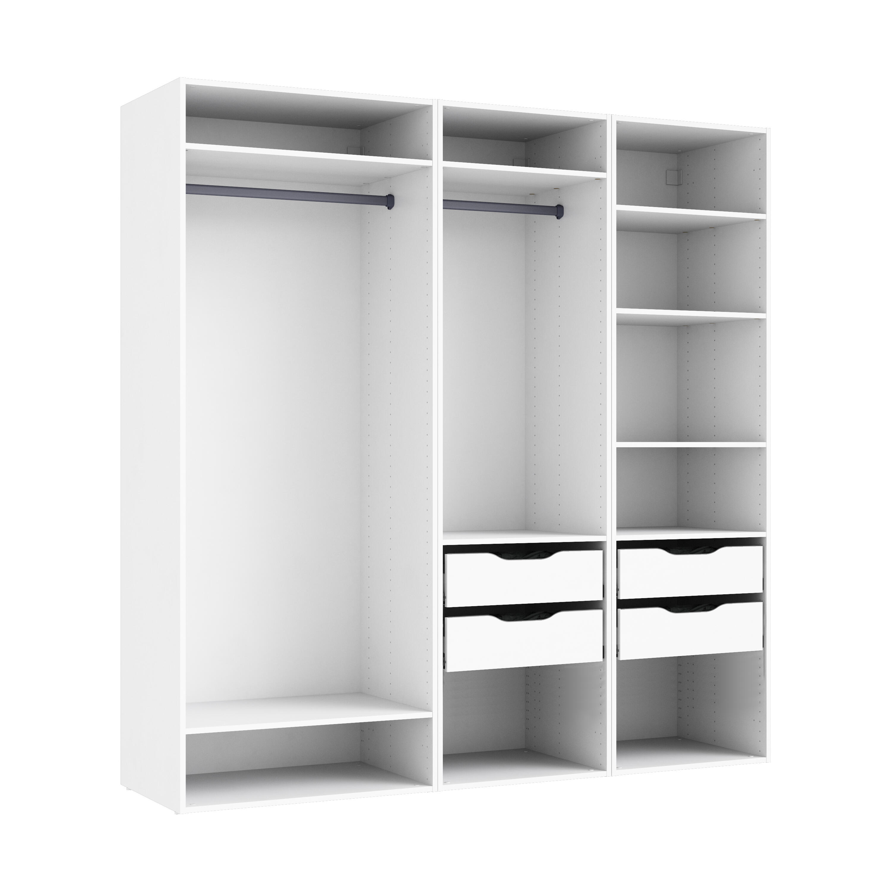 Kit vestidor Spaceo Home 3 modulos blanco 200X200X60 compo nº 17 ...