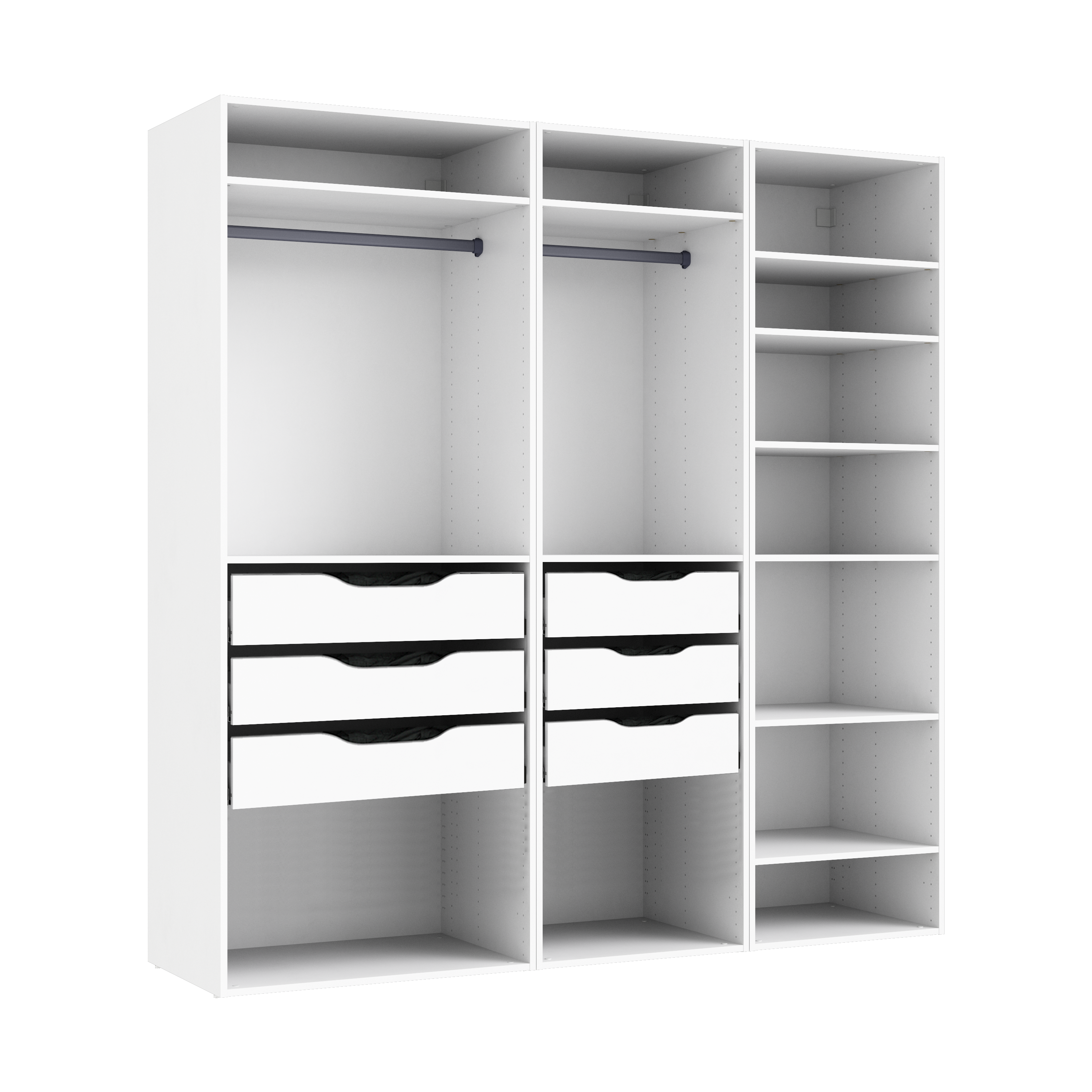 Kit vestidor Spaceo Home 3 modulos blanco 200X200X60 compo nº 20 ...