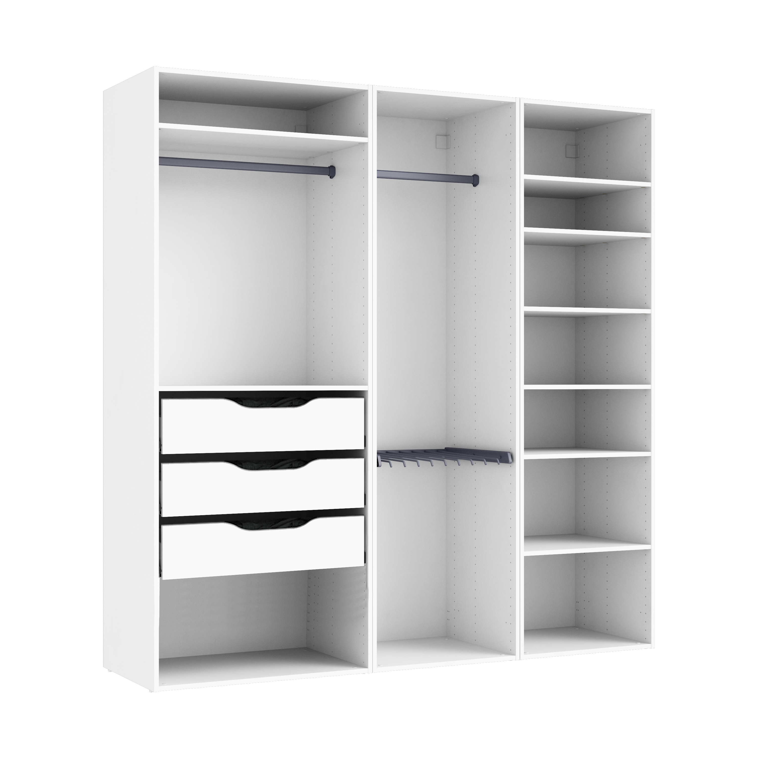 Kit vestidor Spaceo Home 3 modulos blanco 200X200X60 compo nº 25 ...