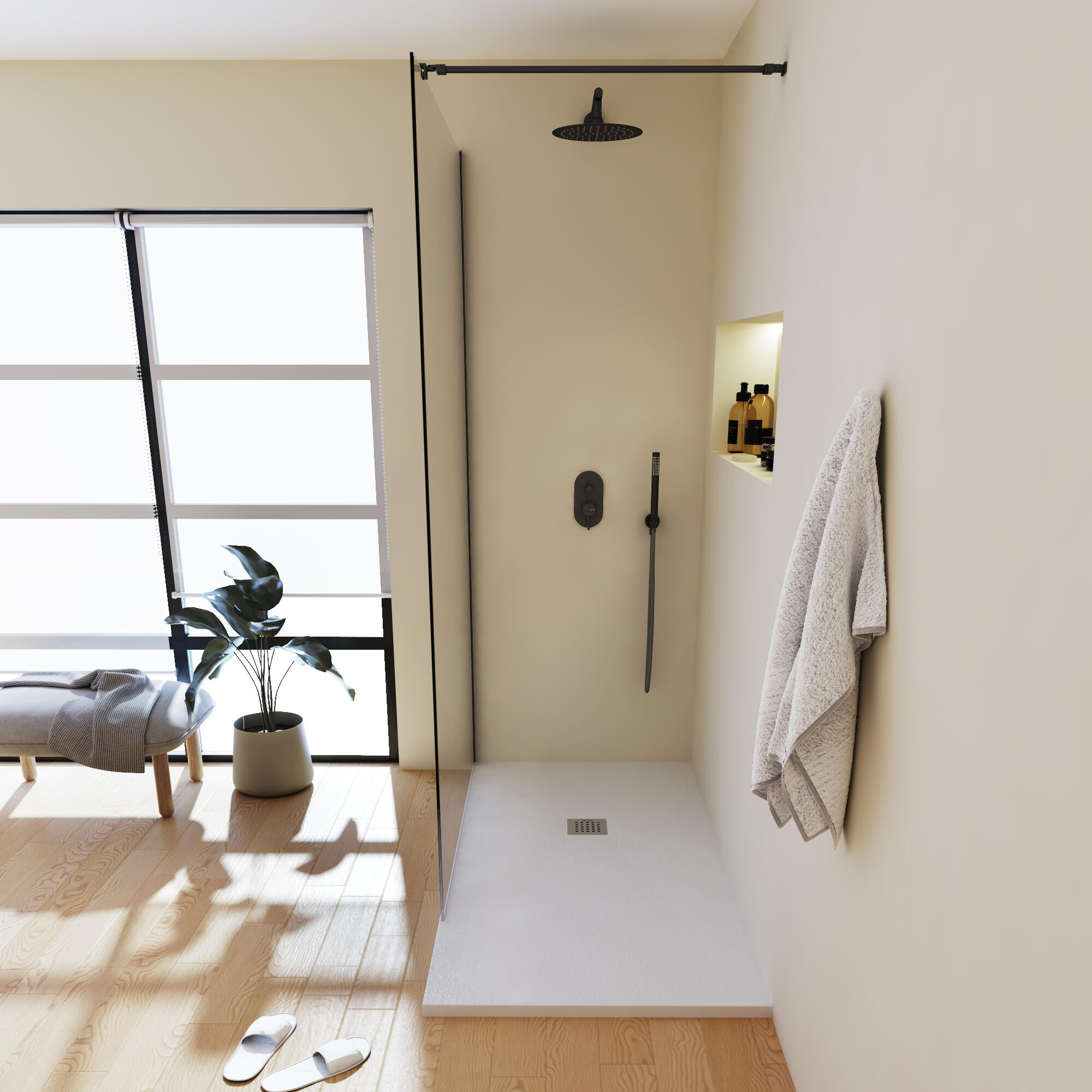 Rubinetto per doccia miscelatore monocomando LOOP nero opaco SANYCCES ...