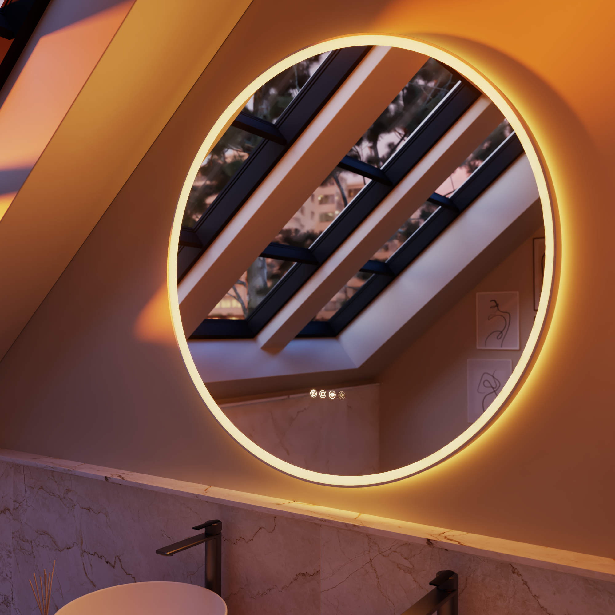 Miroir lumineux rond Diam.100 cm Neo frame, cadre chromé | Leroy Merlin