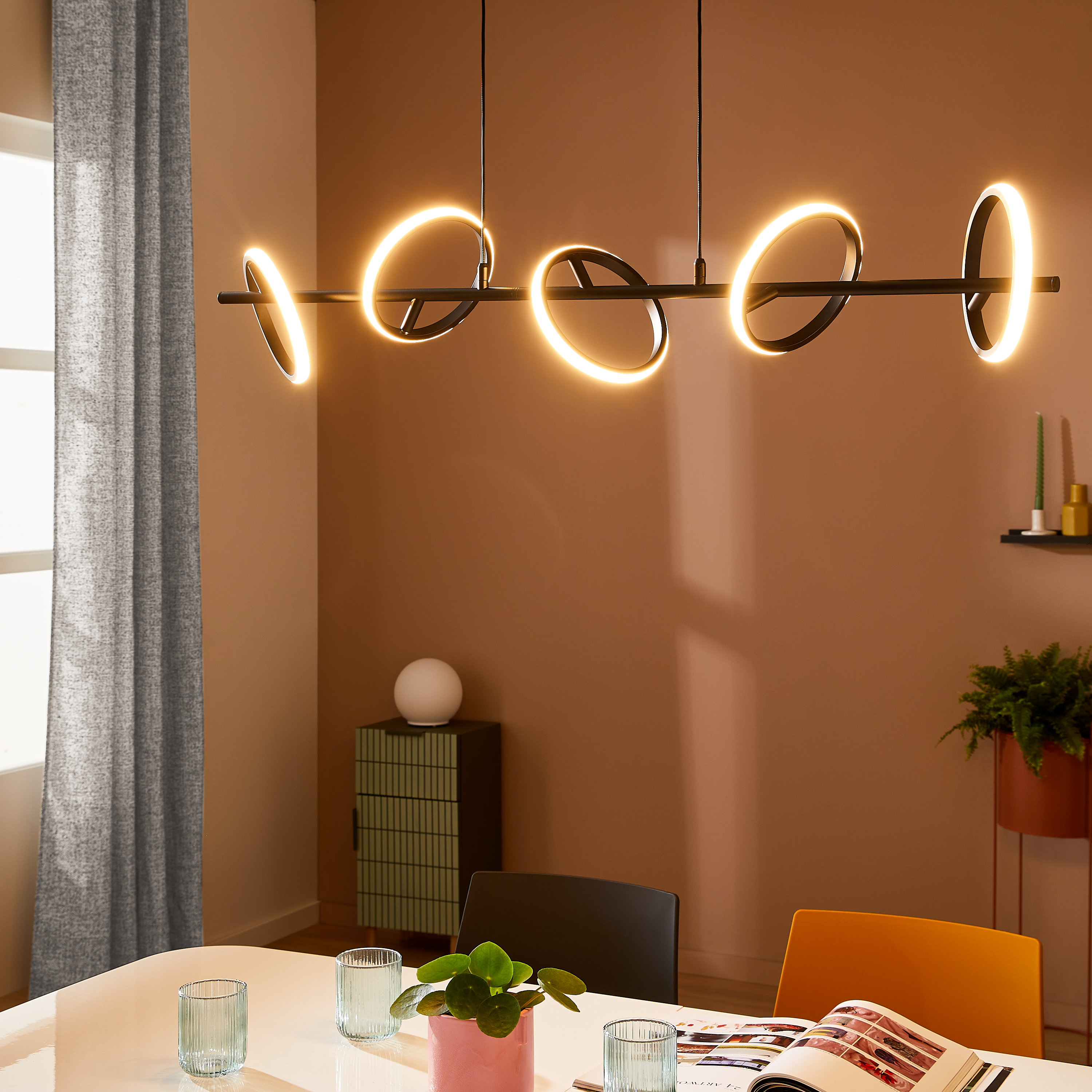 Lampadario LED design Kapeo nero Ø16cm, luce con 3 temperature di ...