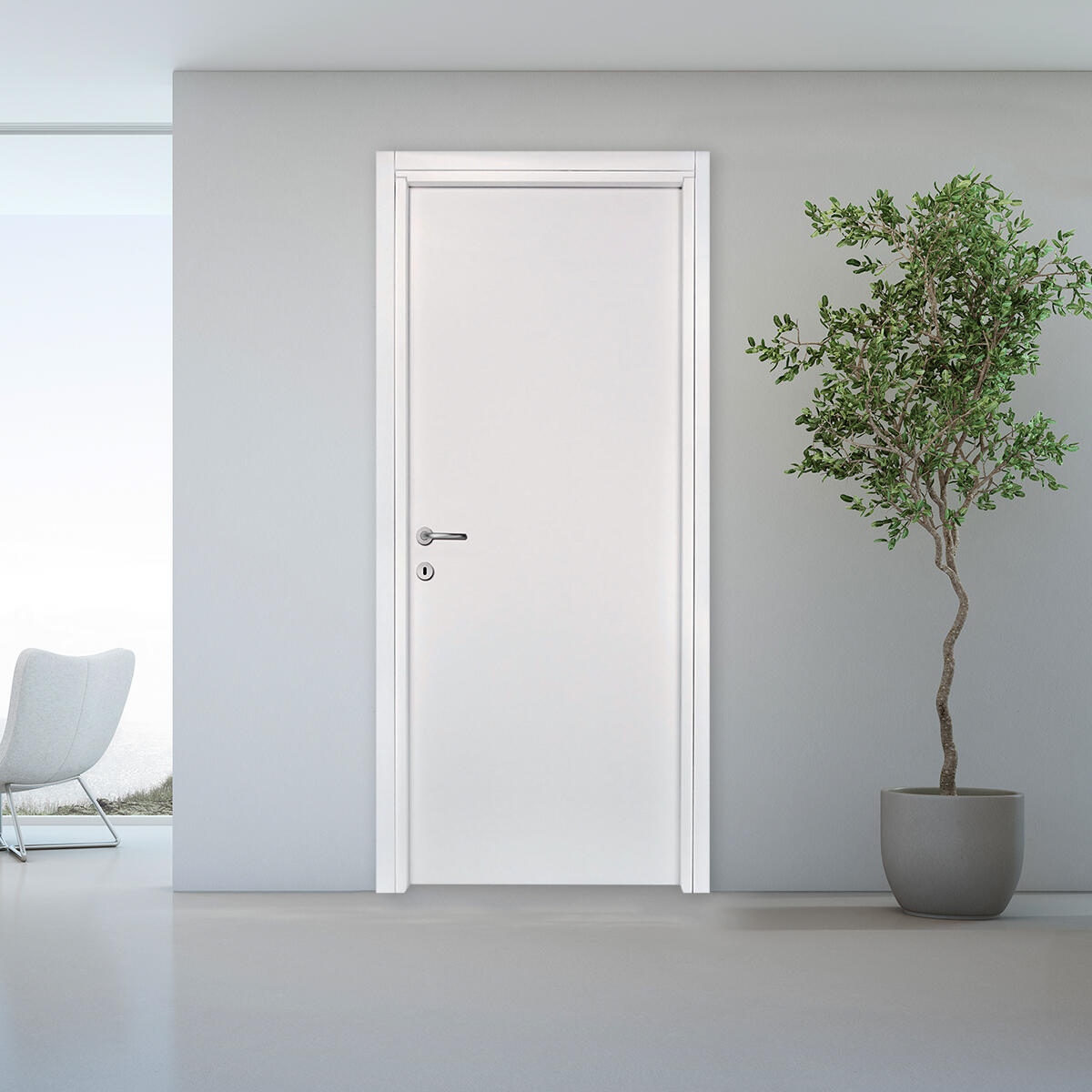Porta interna a battente in MDF, L 80 x H 210 cm, bianca, apertura ...
