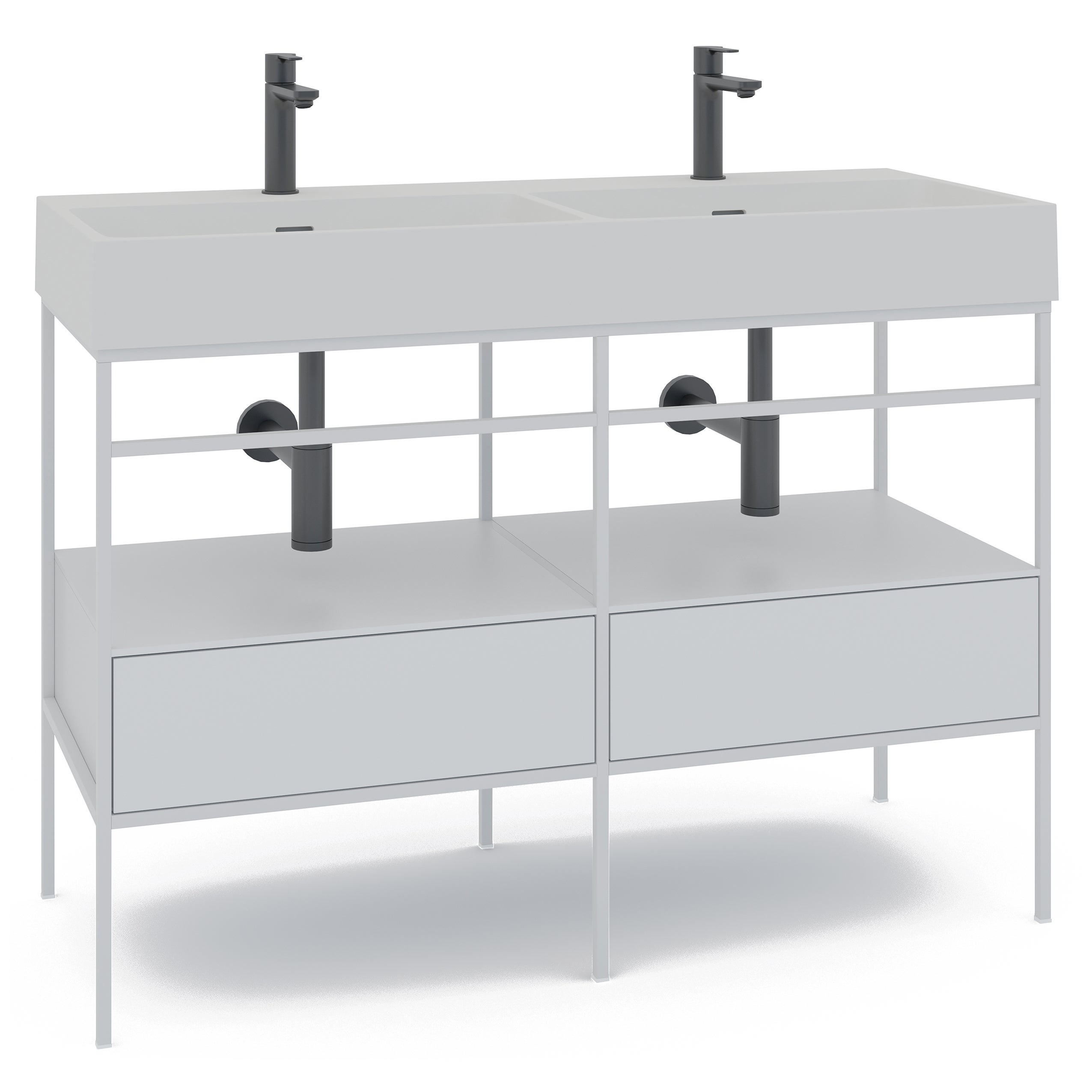 Mobile bagno con lavabo L 120 x H 89 x P 45.5 cm bianco 2 cassetti per ...