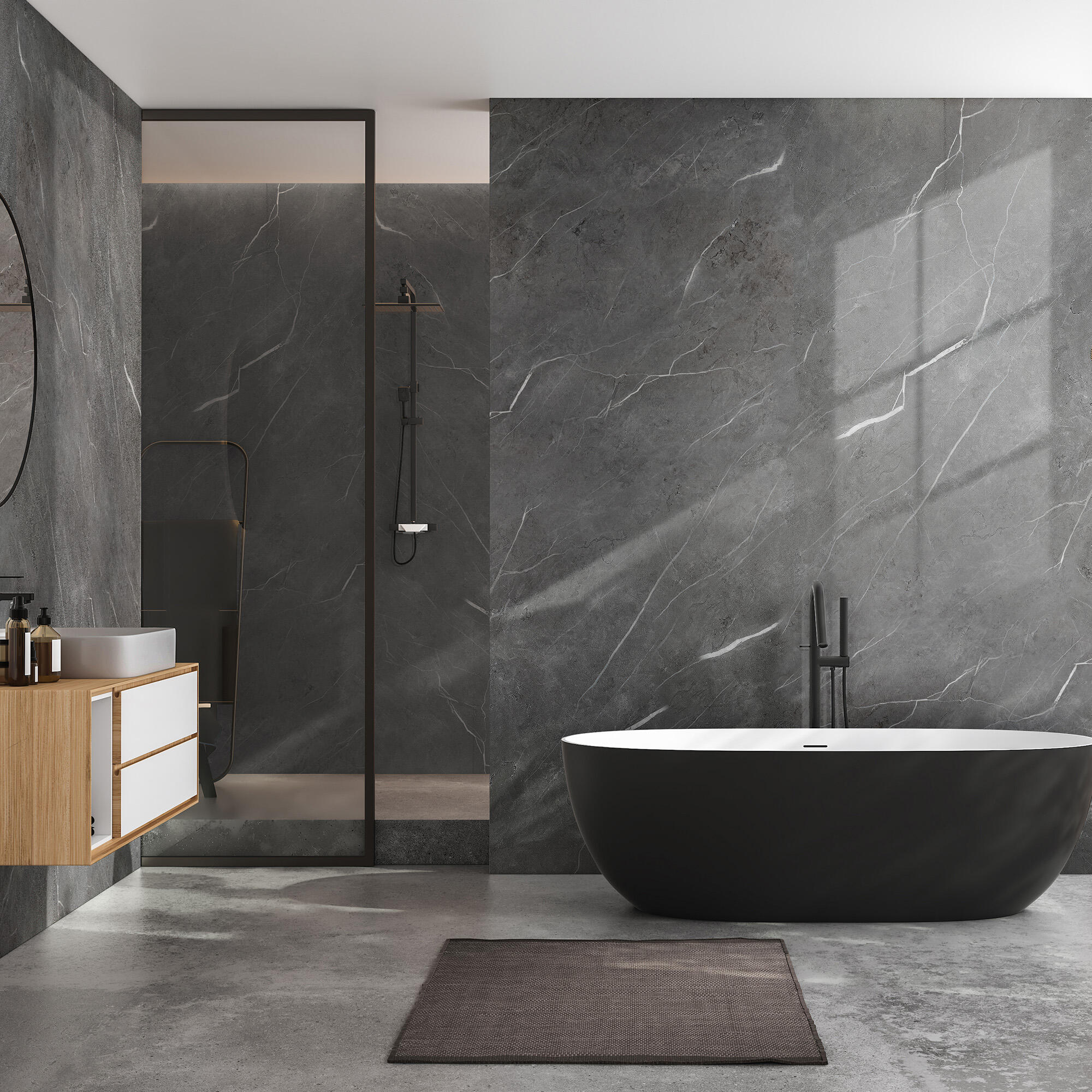 Revestimiento de pared de PVC Gloss Porto XL color negro de 260x90 cm ...