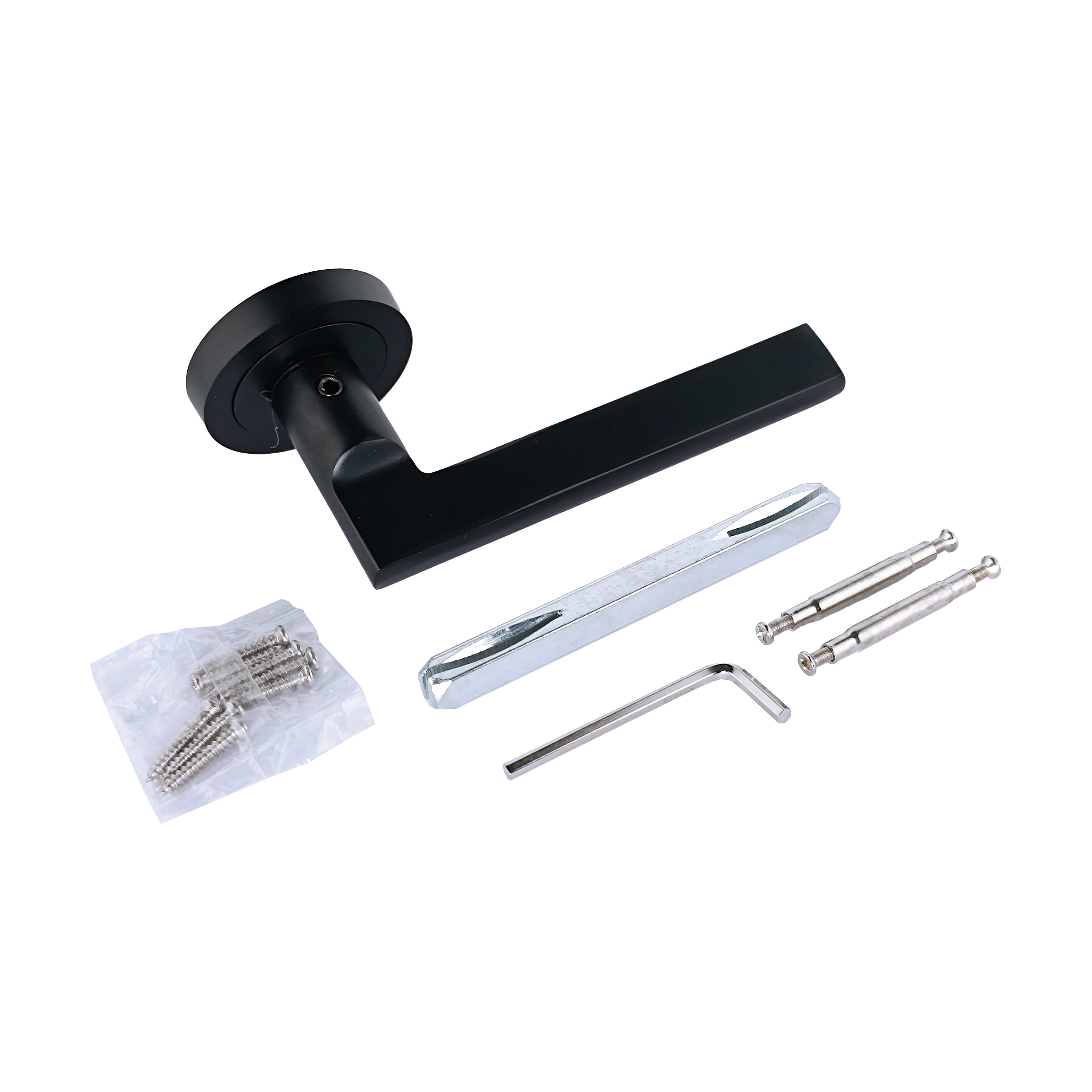 Manilla de aluminio para puerta con roseta redonda color negro | Leroy ...