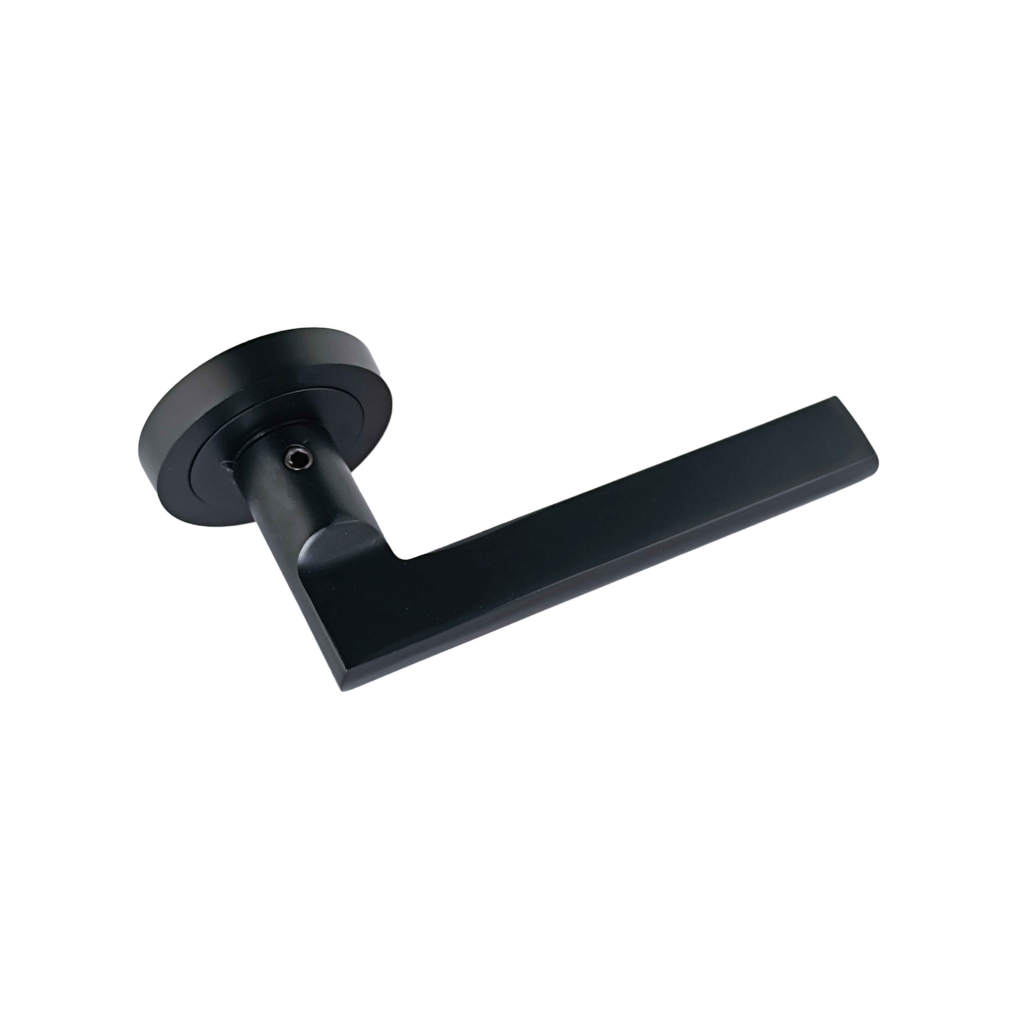 Manilla de aluminio para puerta con roseta redonda color negro | Leroy ...